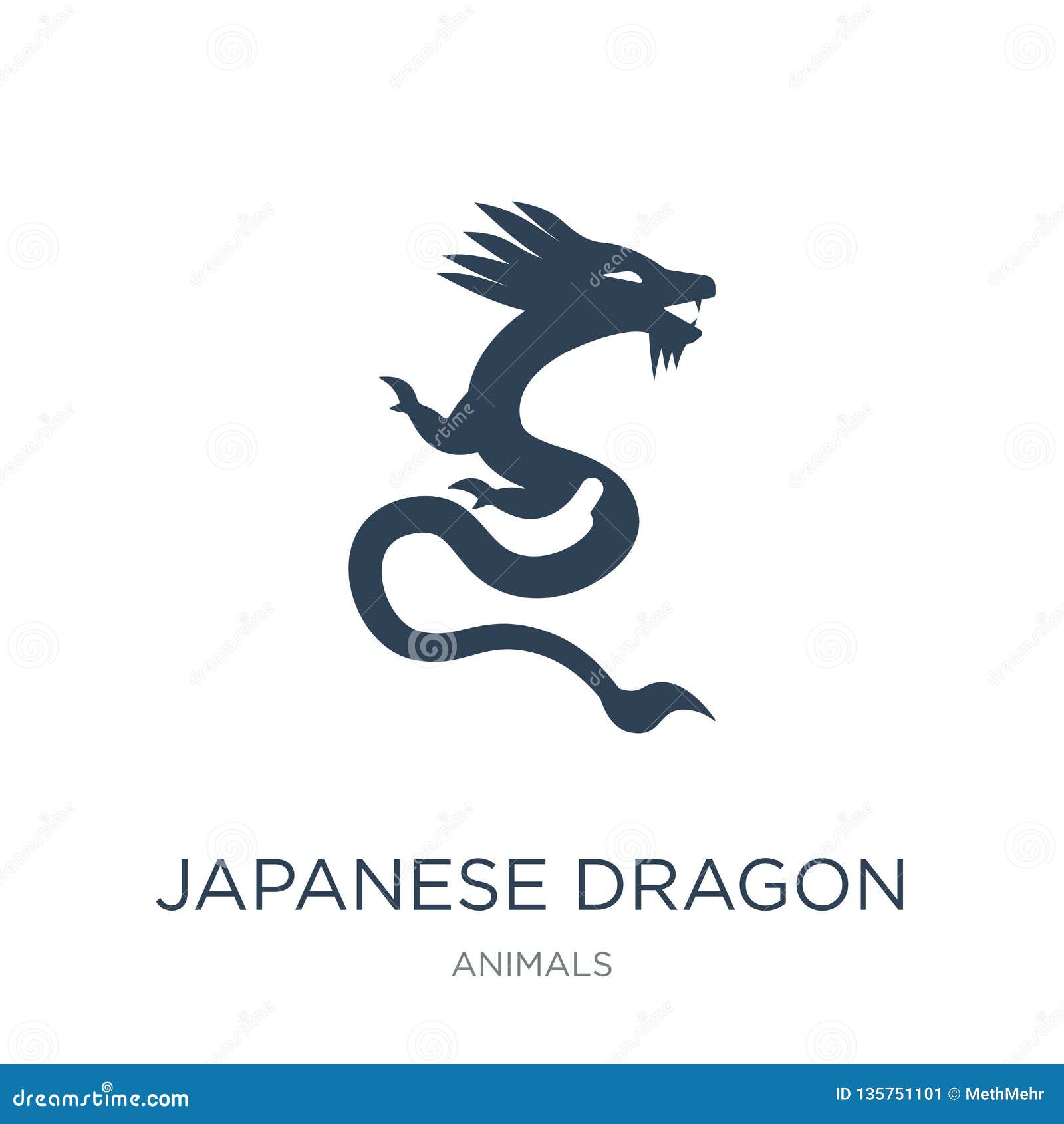 Japanese Dragon Icon In Trendy Design Style Japanese Dragon Icon
