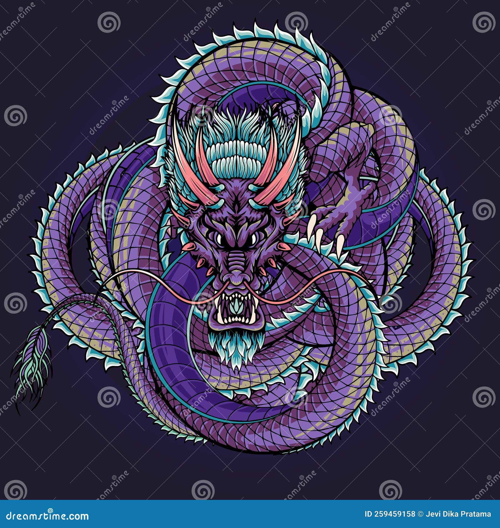 Japanese Dragon Illustration. Hand Drawn Vector Graphics for Tshirt ...