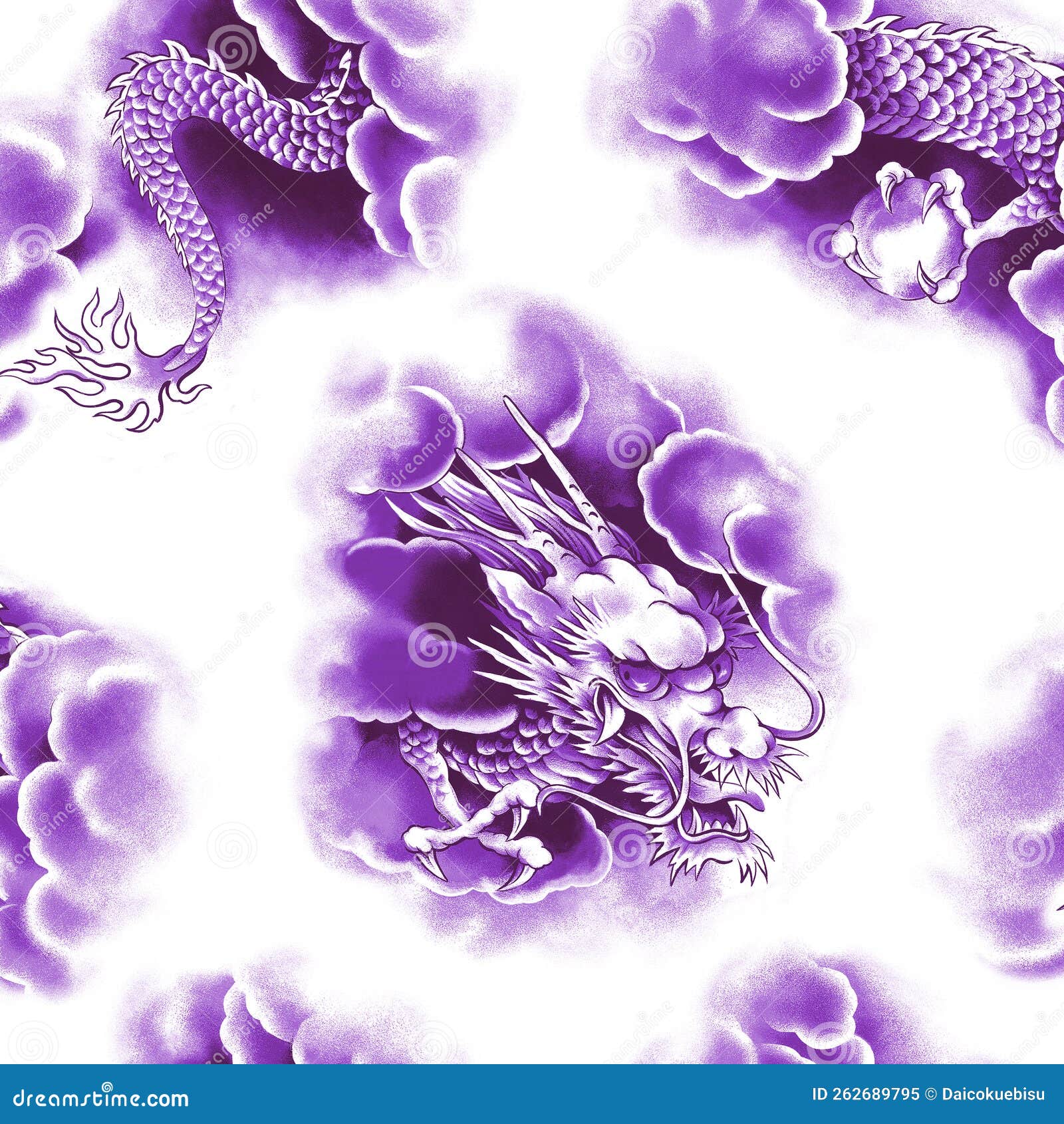 Japanese Dragon Pattern Drawn by Hand, Stock Illustration ...