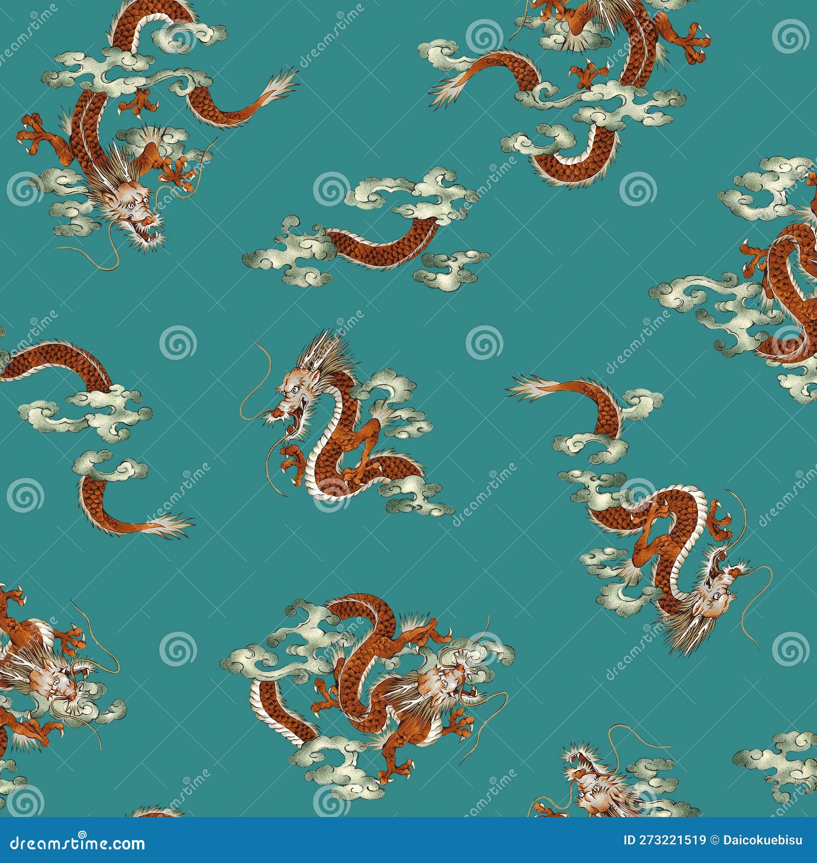 Japanese Dragon Pattern Drawn by Hand, Stock Image - Image of wild ...