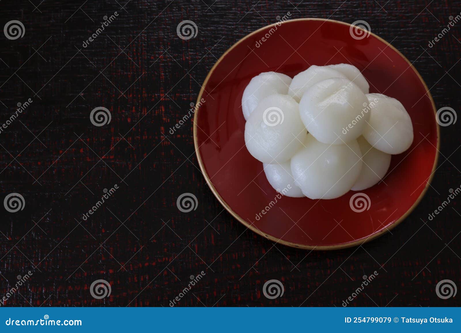 Japanese Dumpling in a Plate on a Lacquerware Board. Stock Image ...