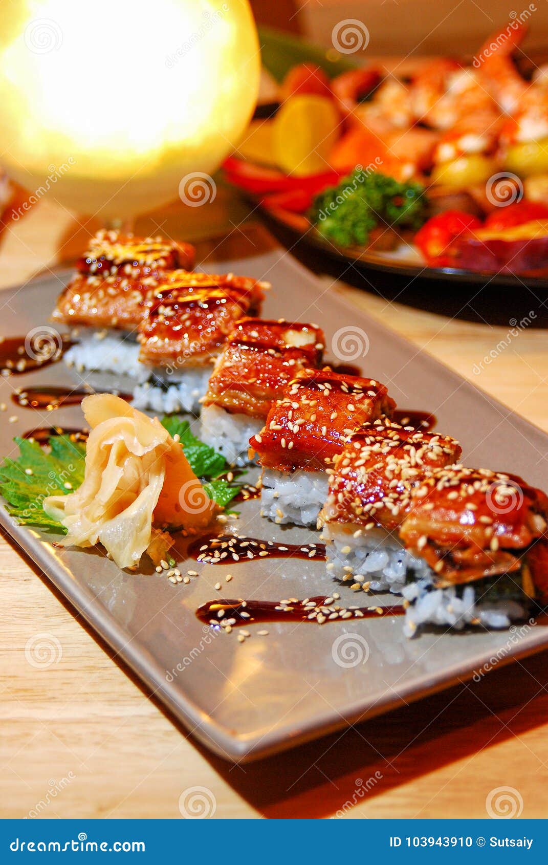 Eel grilled with rice stock photo. Image of dining, brown - 103943910