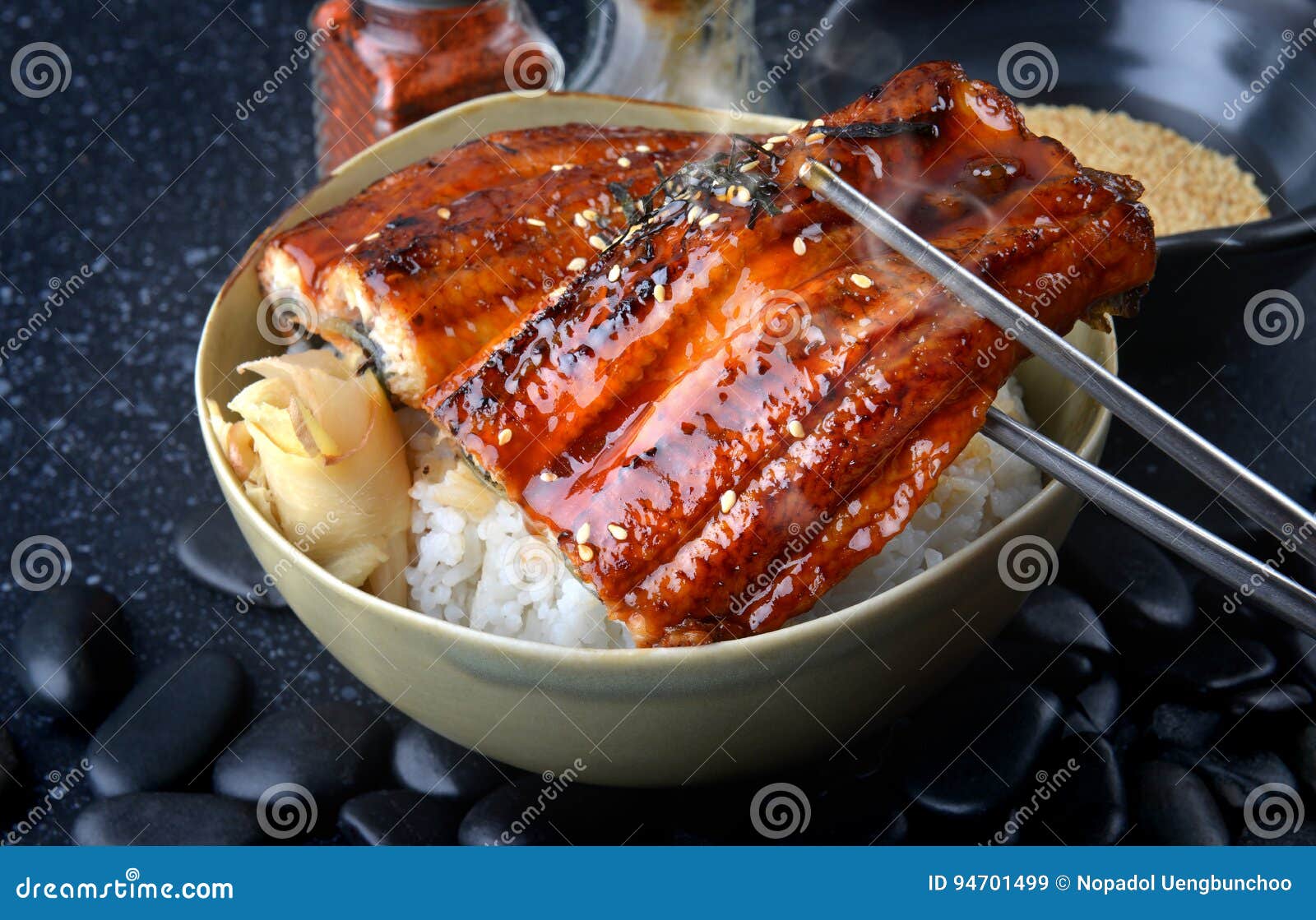 Japanese Eel Grilled with Rice or Unagi Don. Stock Image - Image of ...