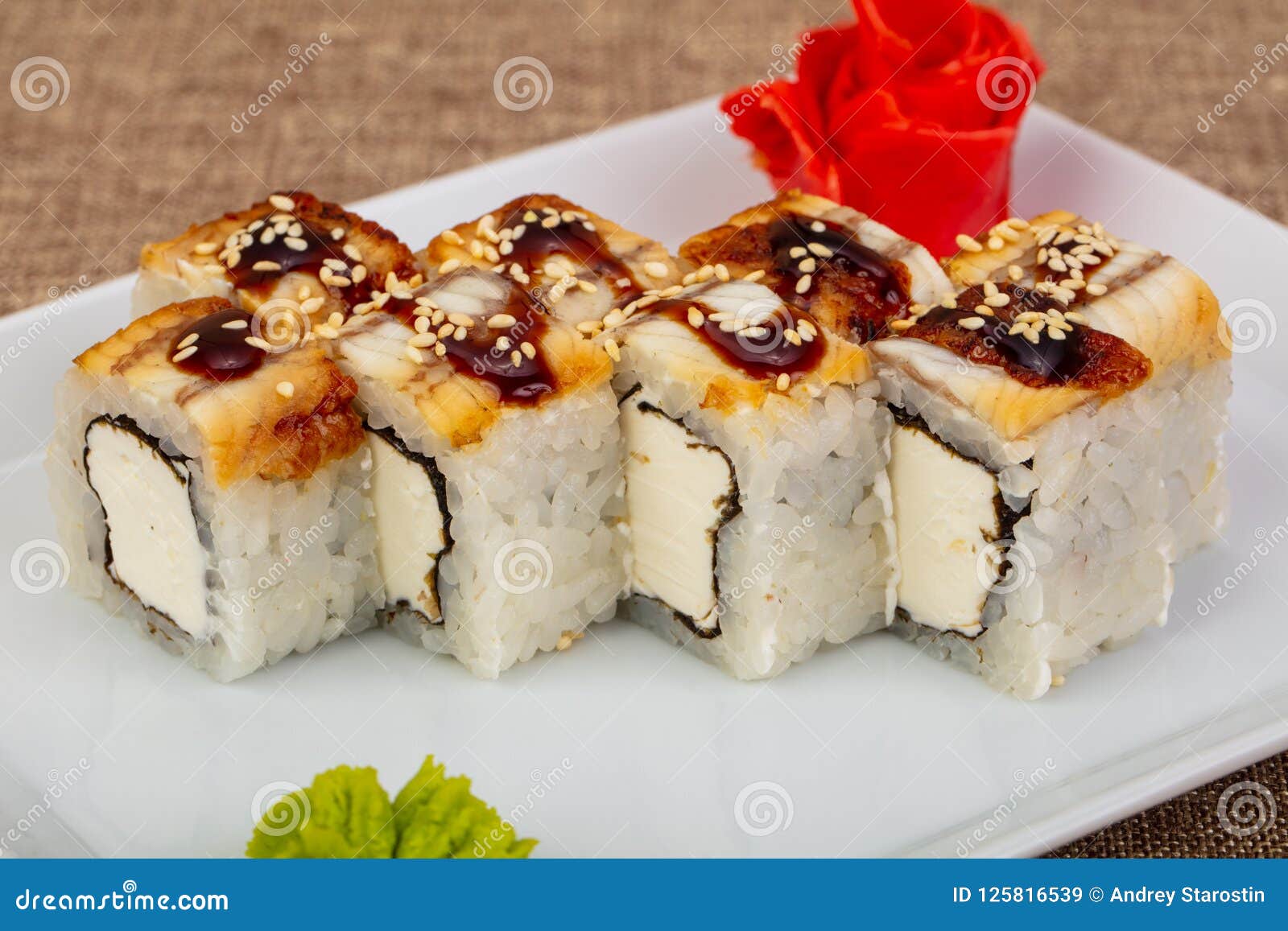 Japanese eel roll stock image. Image of roll, sushi - 125816539