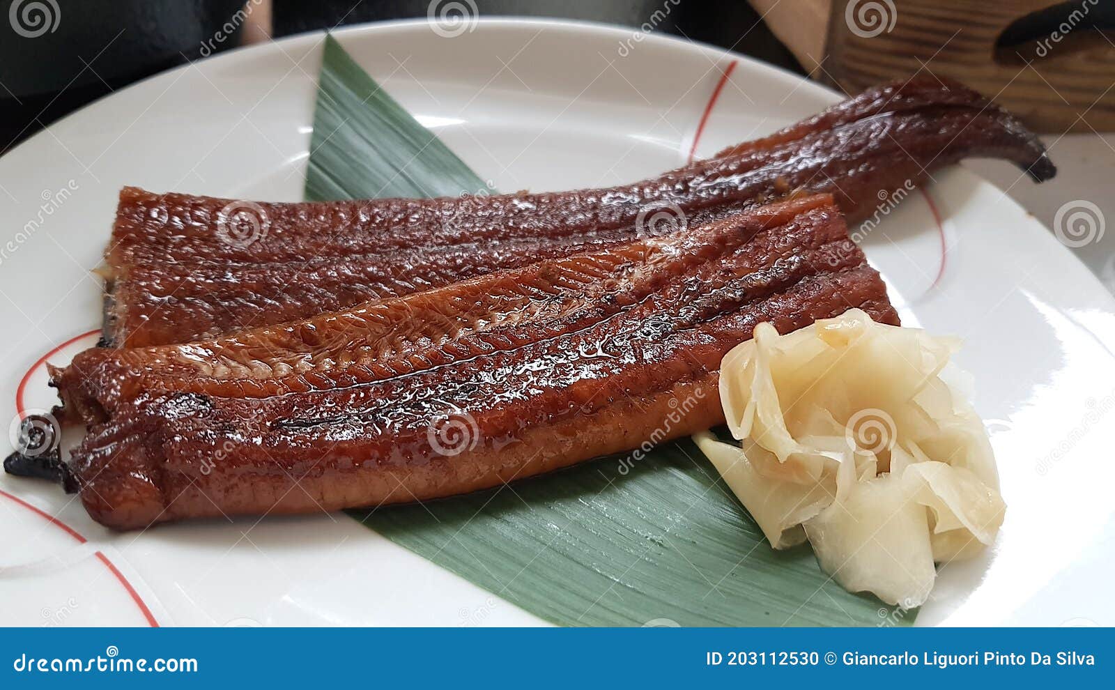 Japanese Eel Unagi Served on a Plate Stock Photo - Image of food ...