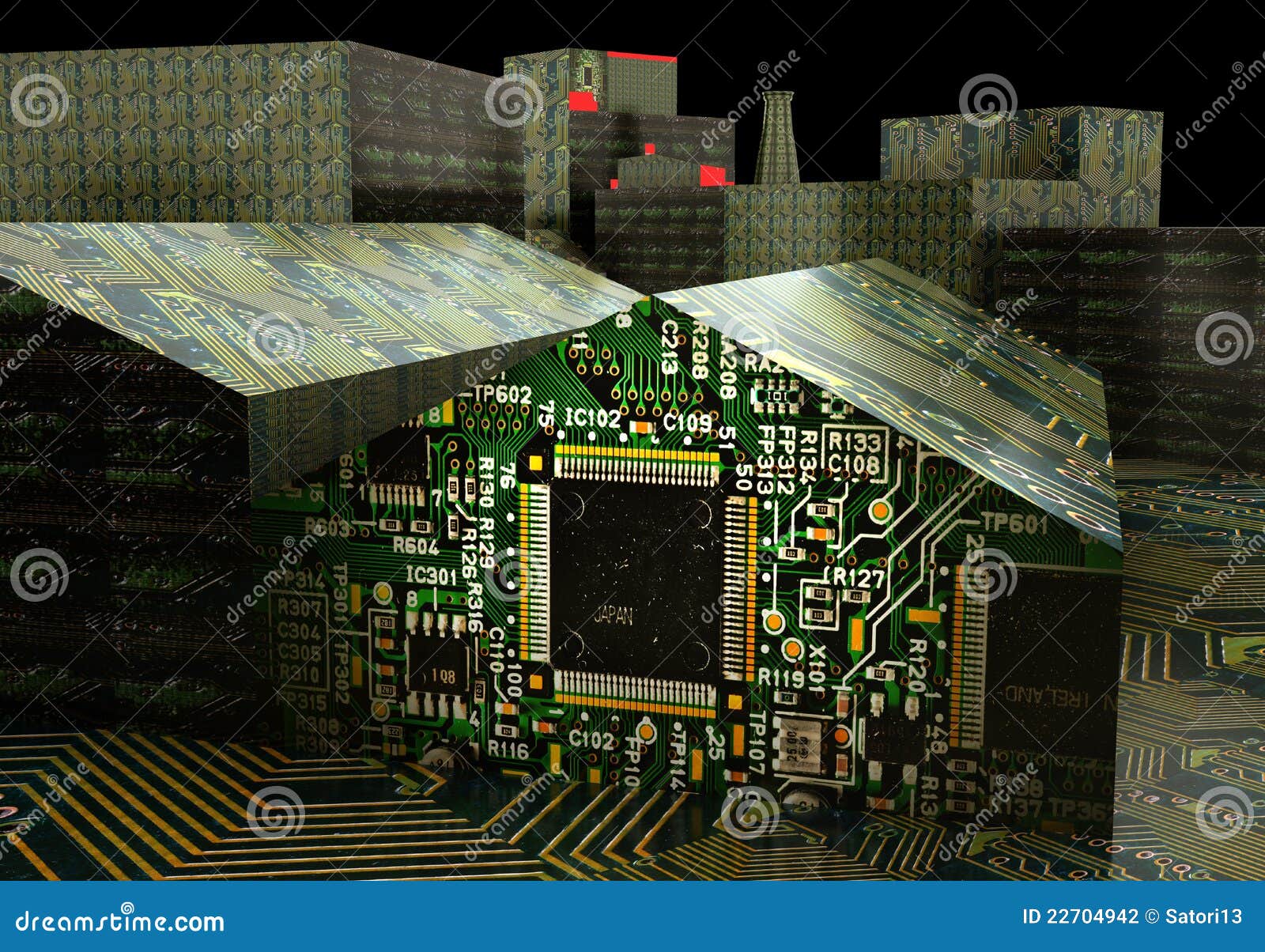 Japanese Electronic Factory Stock Illustration - Illustration of tube ...