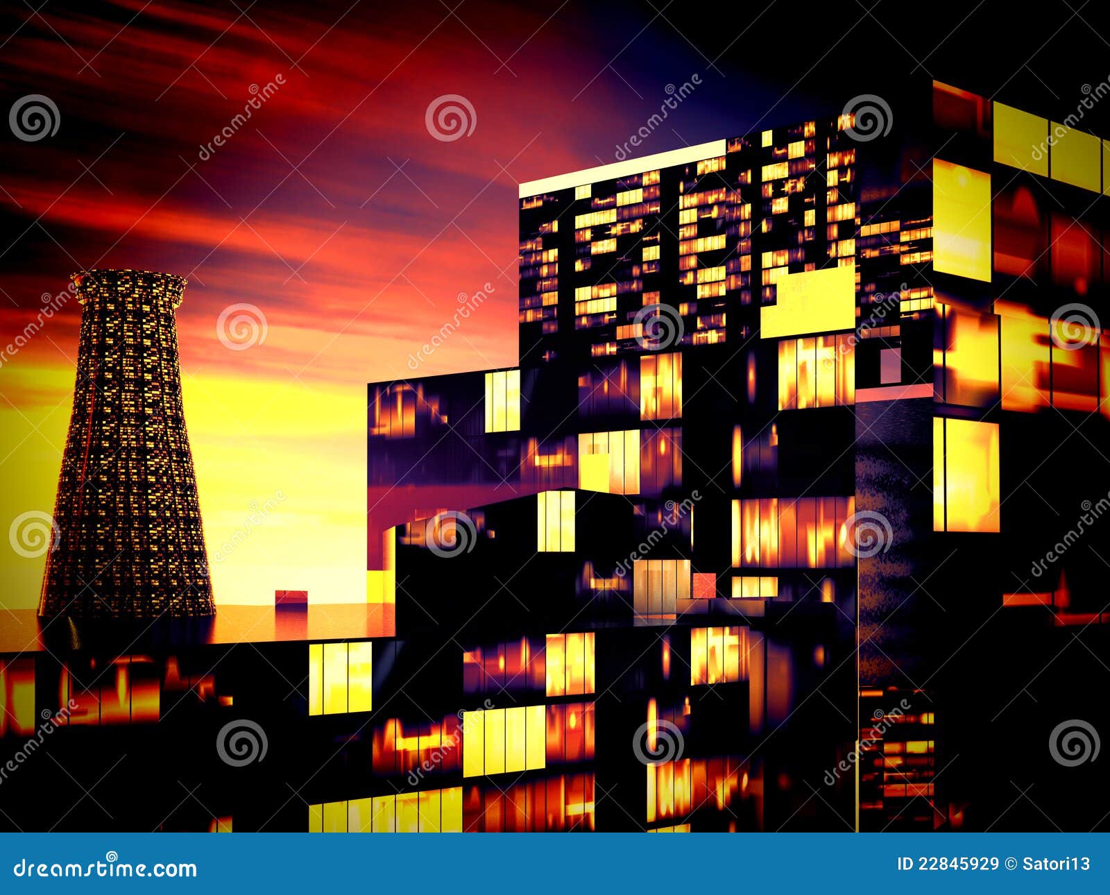 Japanese Electronic Factory Stock Illustration - Illustration of ...