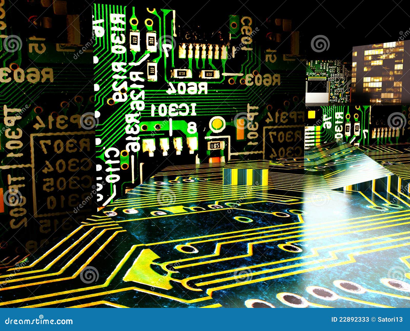 Japanese Electronic Factory Stock Illustration - Illustration of lights ...