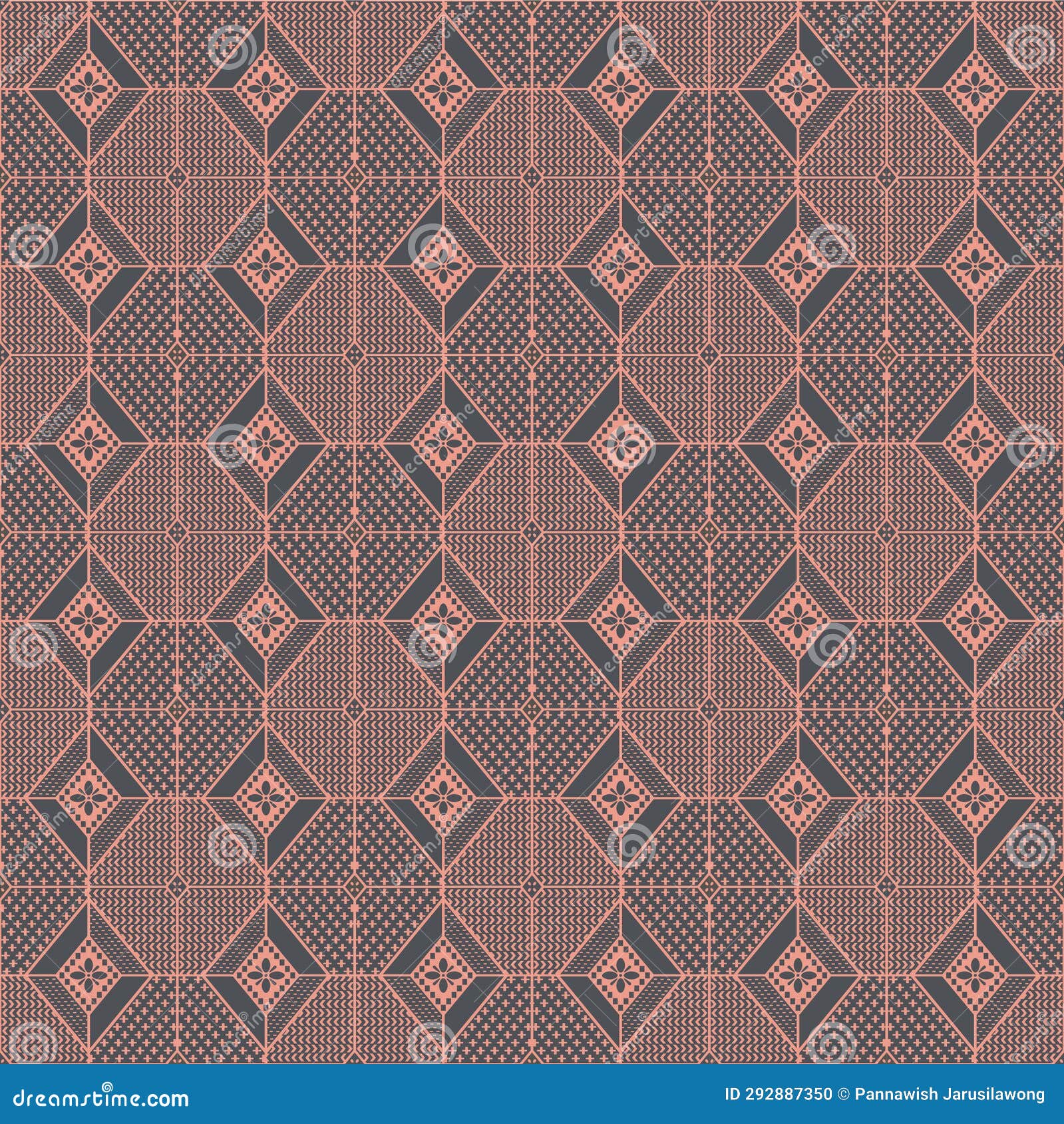 Japanese Embroidery Diamond Checkered Vector Seamless Pattern Stock ...