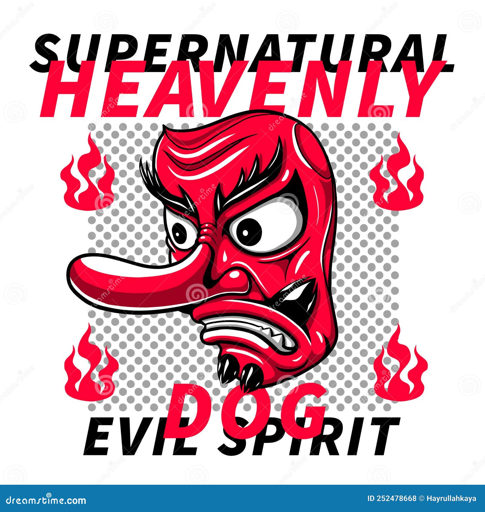 Japanese Evil Spirit Mask Clipart Illustration Street Fashion T Shirt Graphic Art Sticker