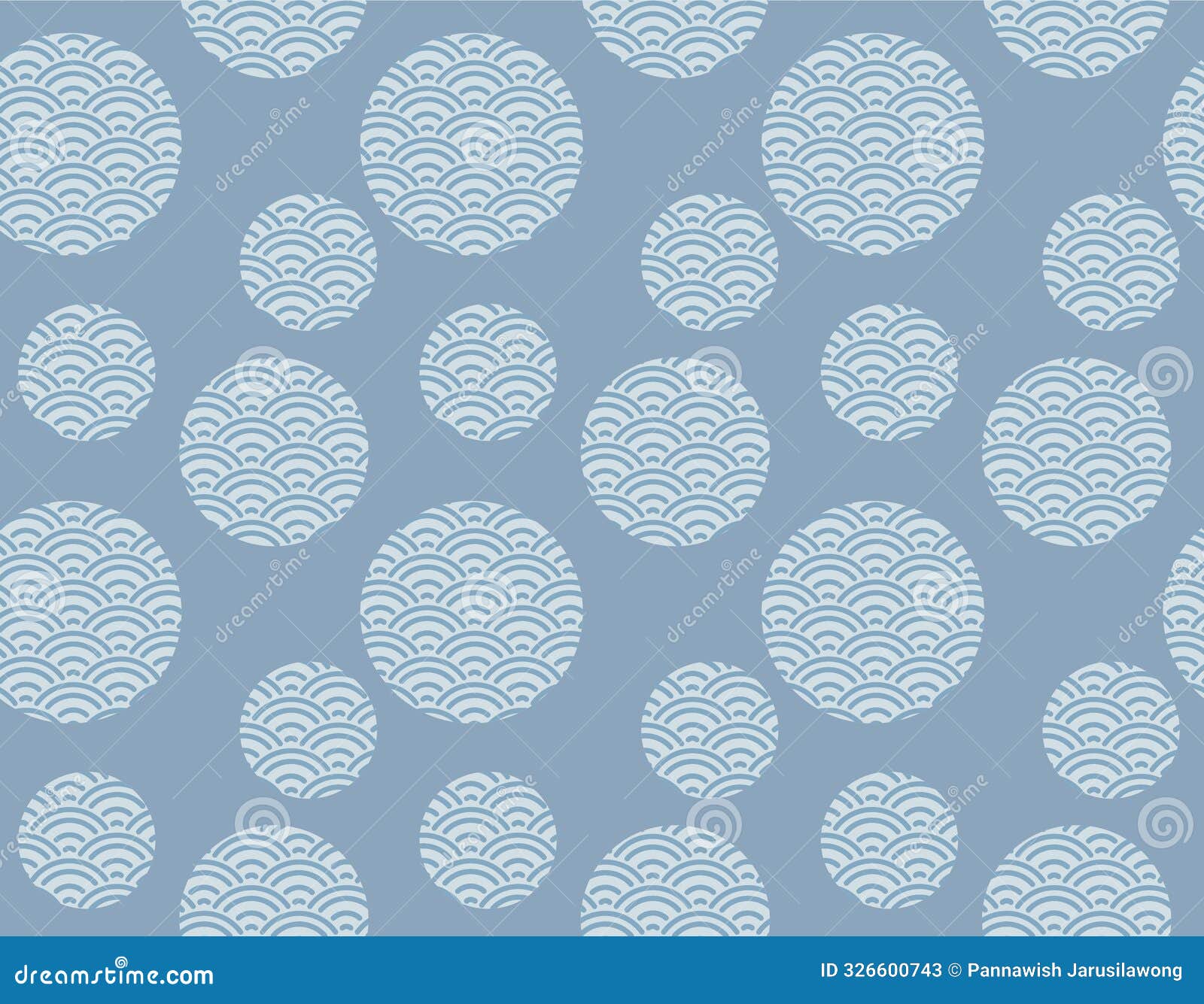Japanese Fan Wave Circle Vector Seamless Pattern Stock Illustration ...