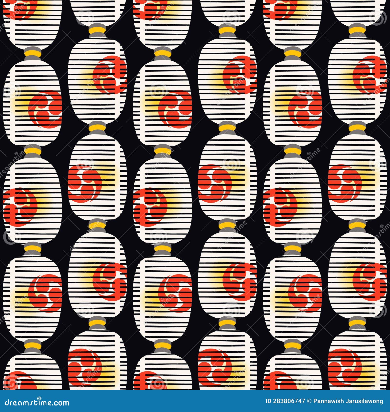 Japanese Festival Paper Lantern Vector Seamless Pattern Stock Vector ...