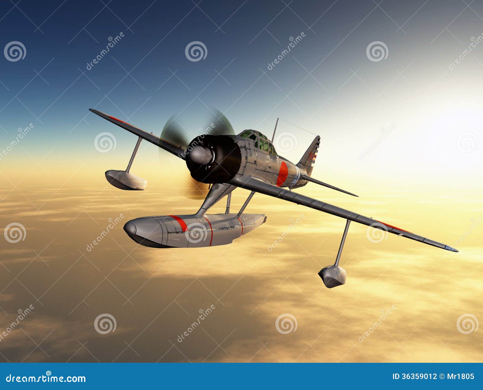 Japanese Fighter Of WW2 Vintage. Digital Illustration Royalty-Free ...
