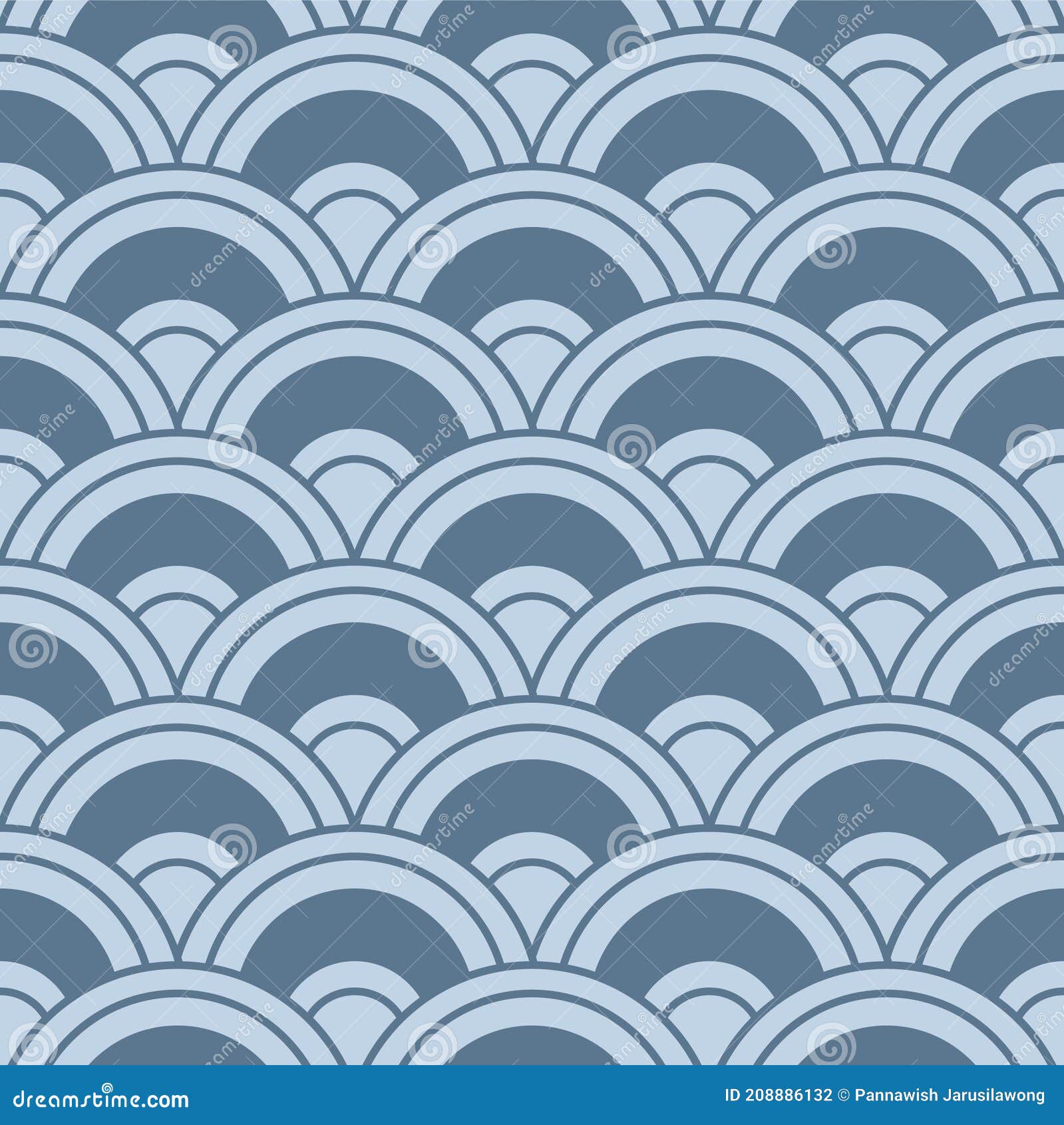 Japanese Fish Scale Wave Vector Seamless Pattern Stock Vector ...