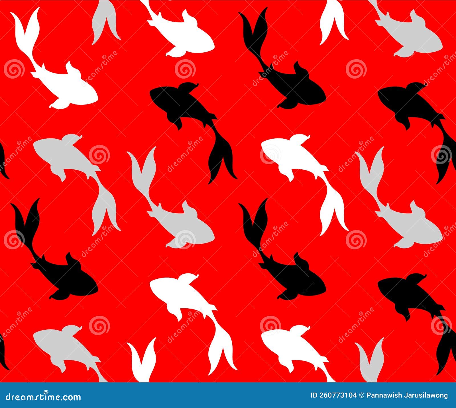 Japanese Fish Swim Vector Seamless Pattern Stock Vector - Illustration ...