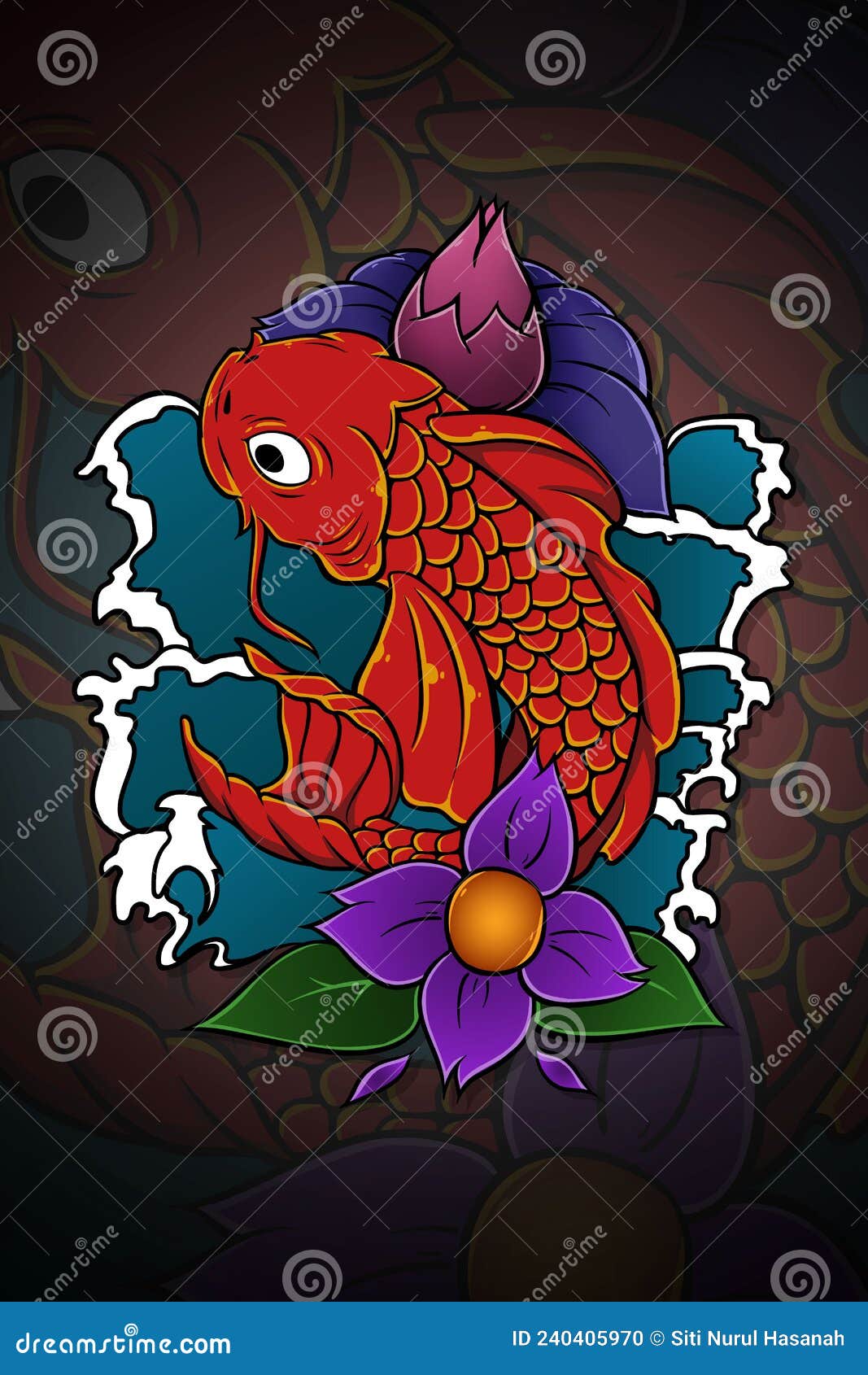 Japanese Fish Artwork Vector Illustration Stock Vector - Illustration ...