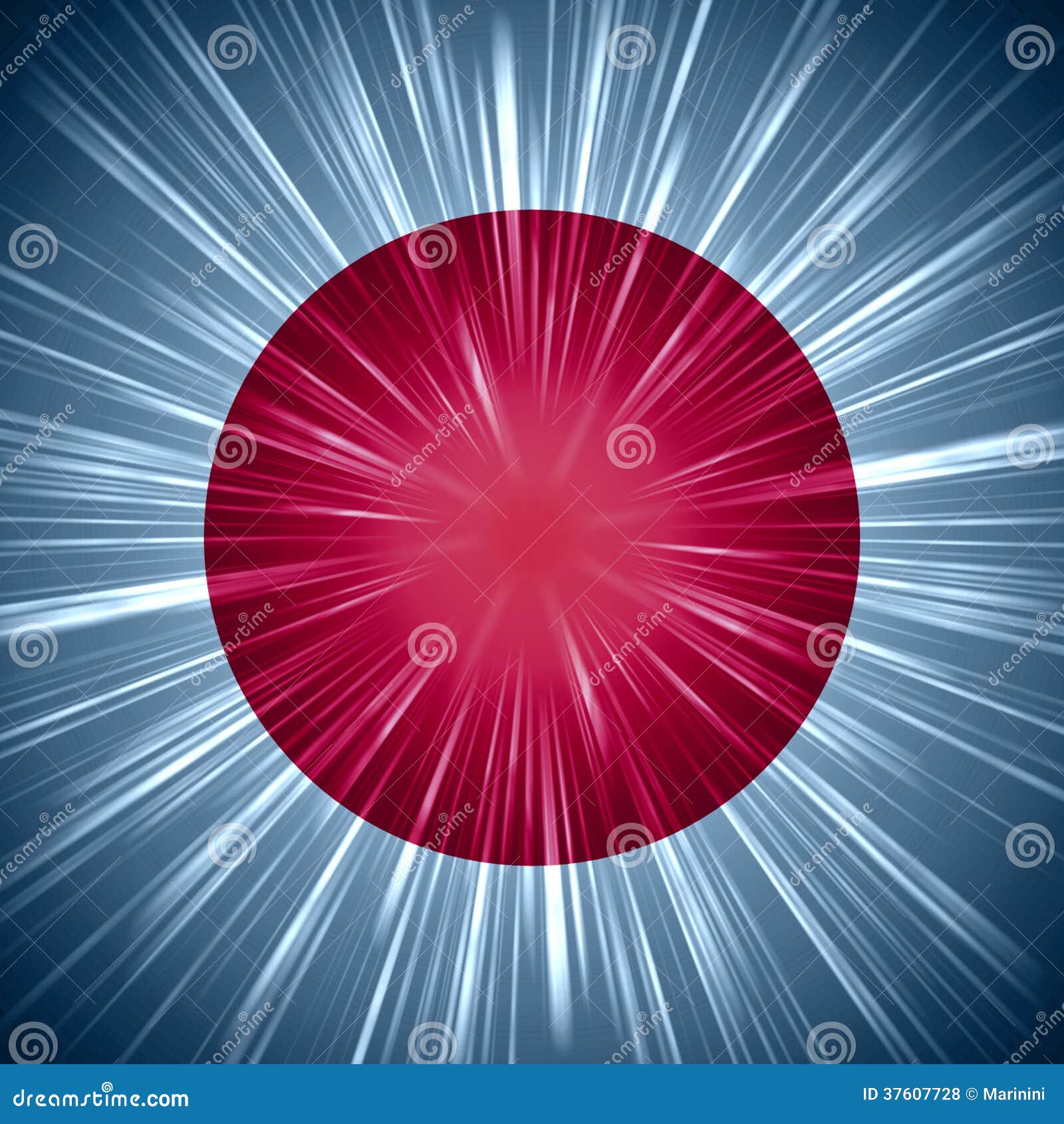Japanese Flag with Light Rays Stock Illustration - Illustration of ...