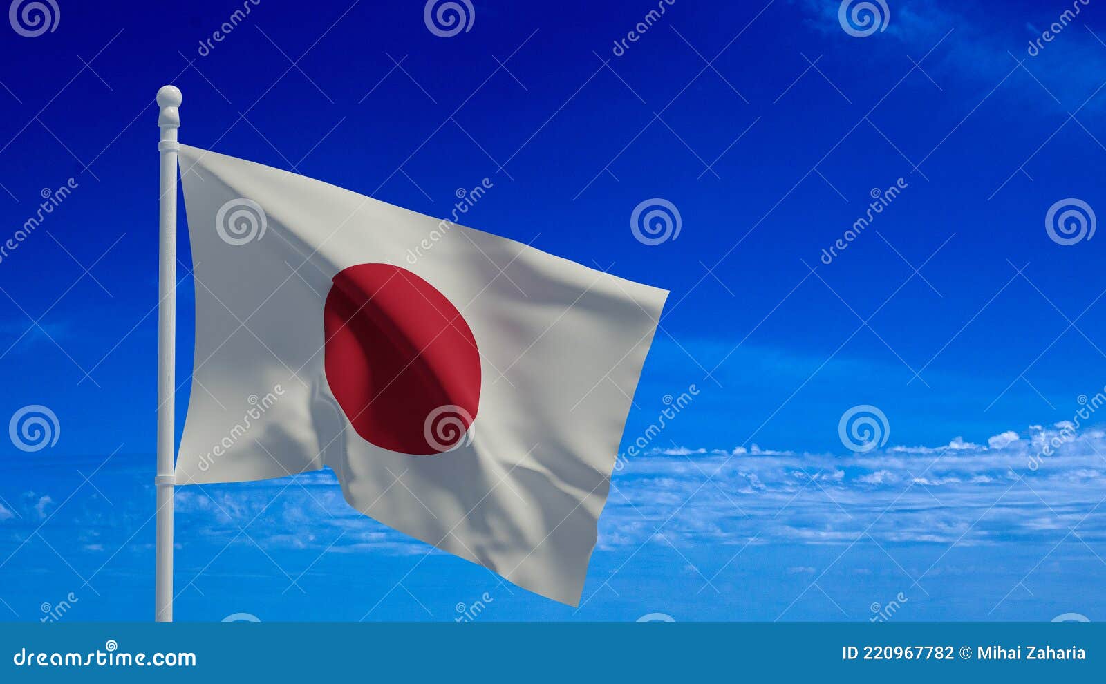 Japanese Flag, Waving in the Wind - 3d Rendering - CGI Stock ...