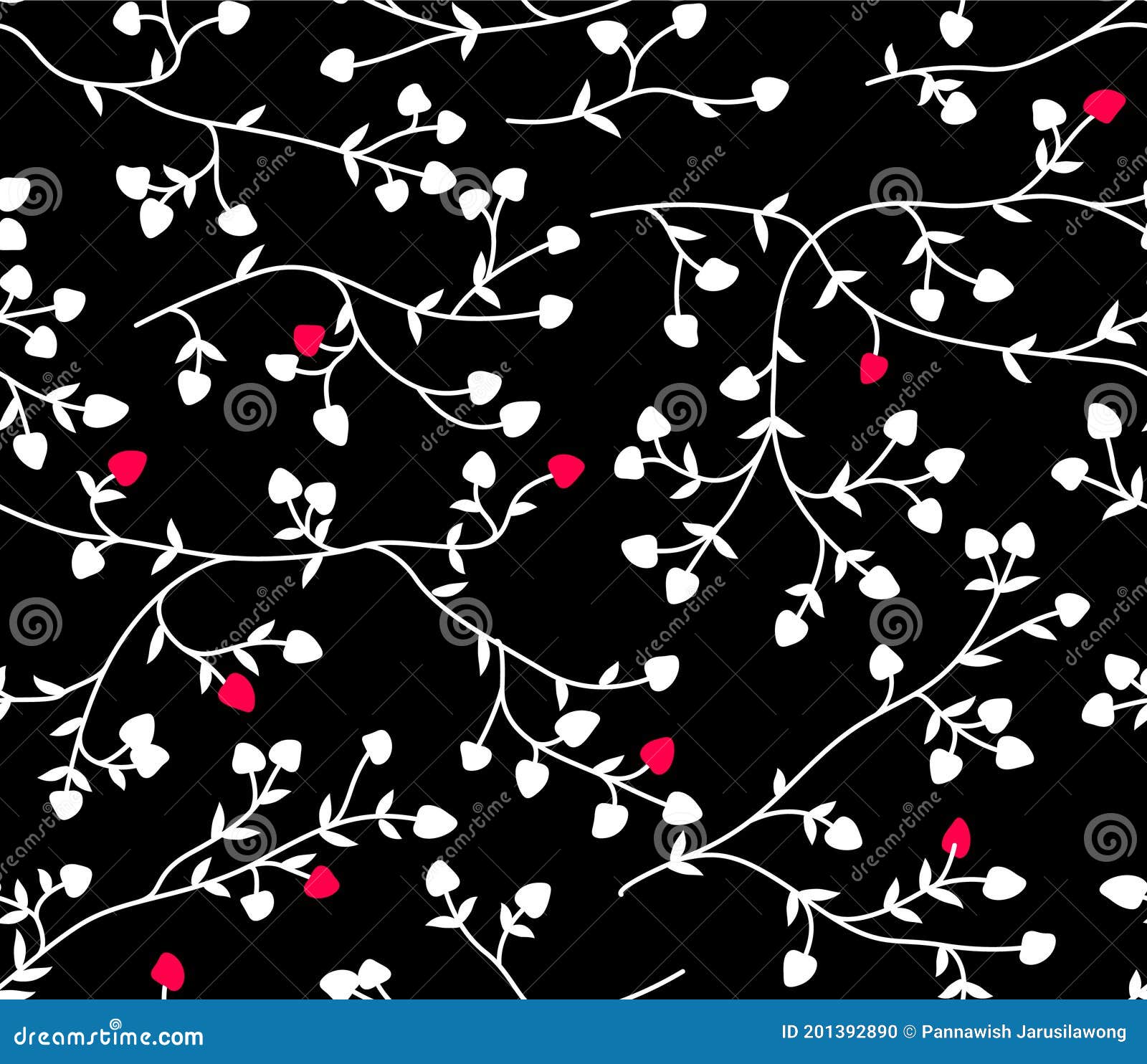 Japanese Flower Branch Vector Seamless Pattern Stock Vector ...