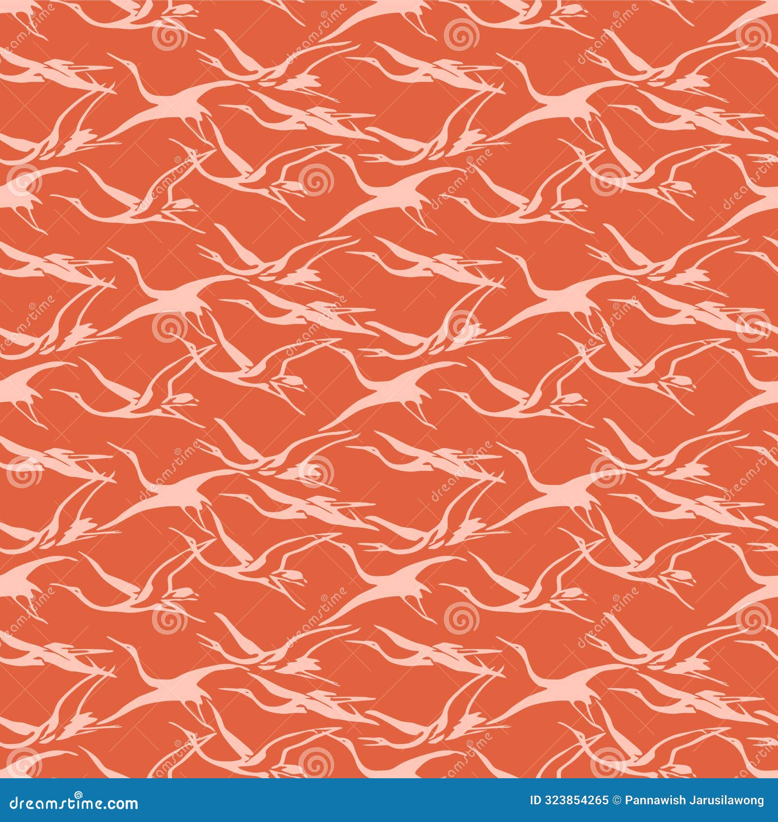 Japanese Flying Crane Bird Vector Seamless Pattern Stock Vector ...