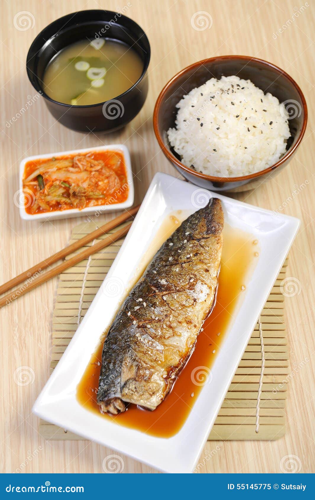 Japanese Food - Fish Grilled Stock Image - Image of japanese, green ...