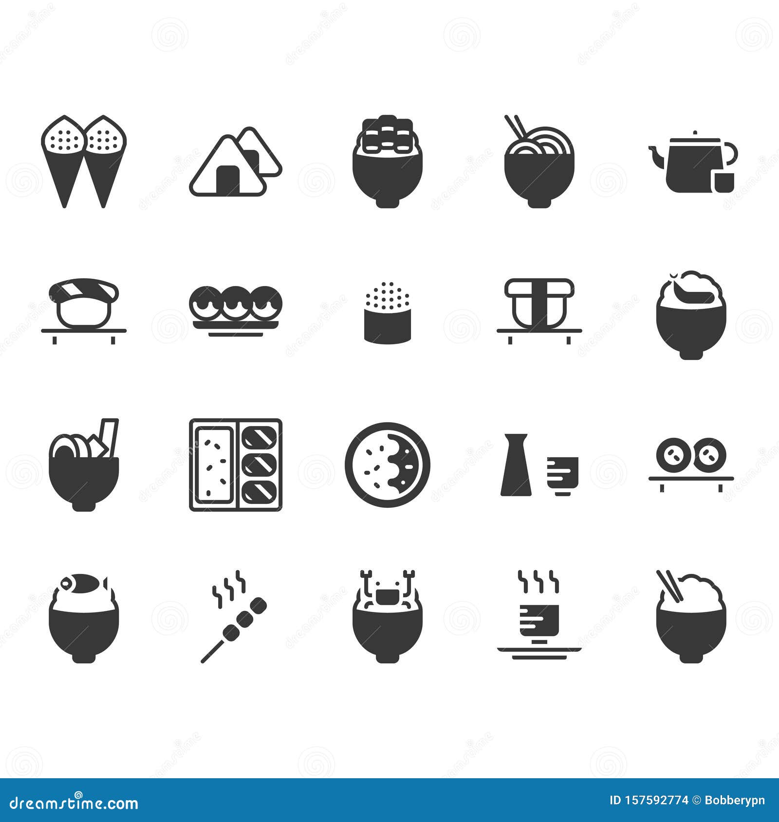 Japanese Food Icon Set. Vector Illustration Stock Vector - Illustration ...