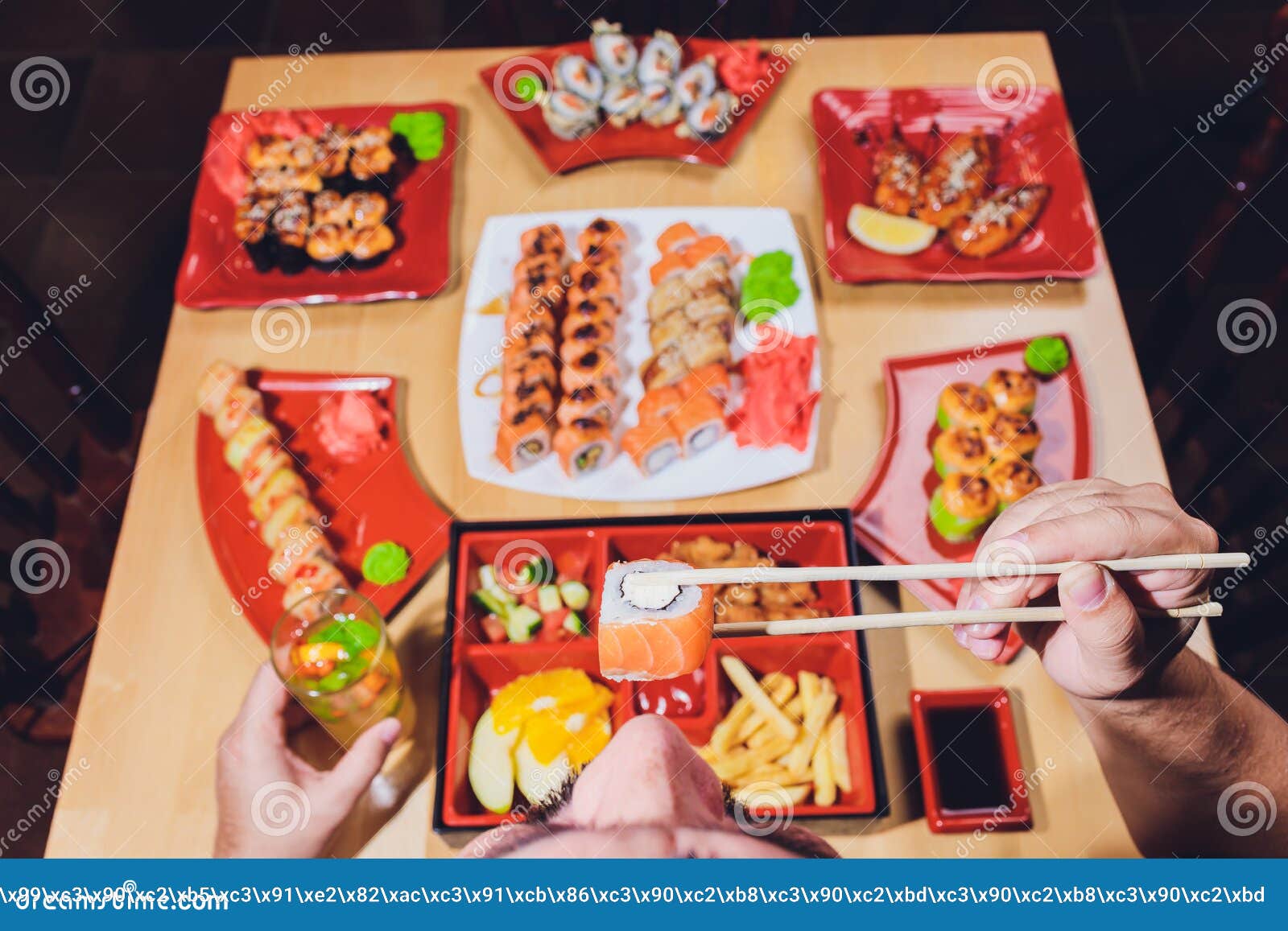Japanese Food Mix on a Restaurant Table. Stock Photo - Image of closeup ...