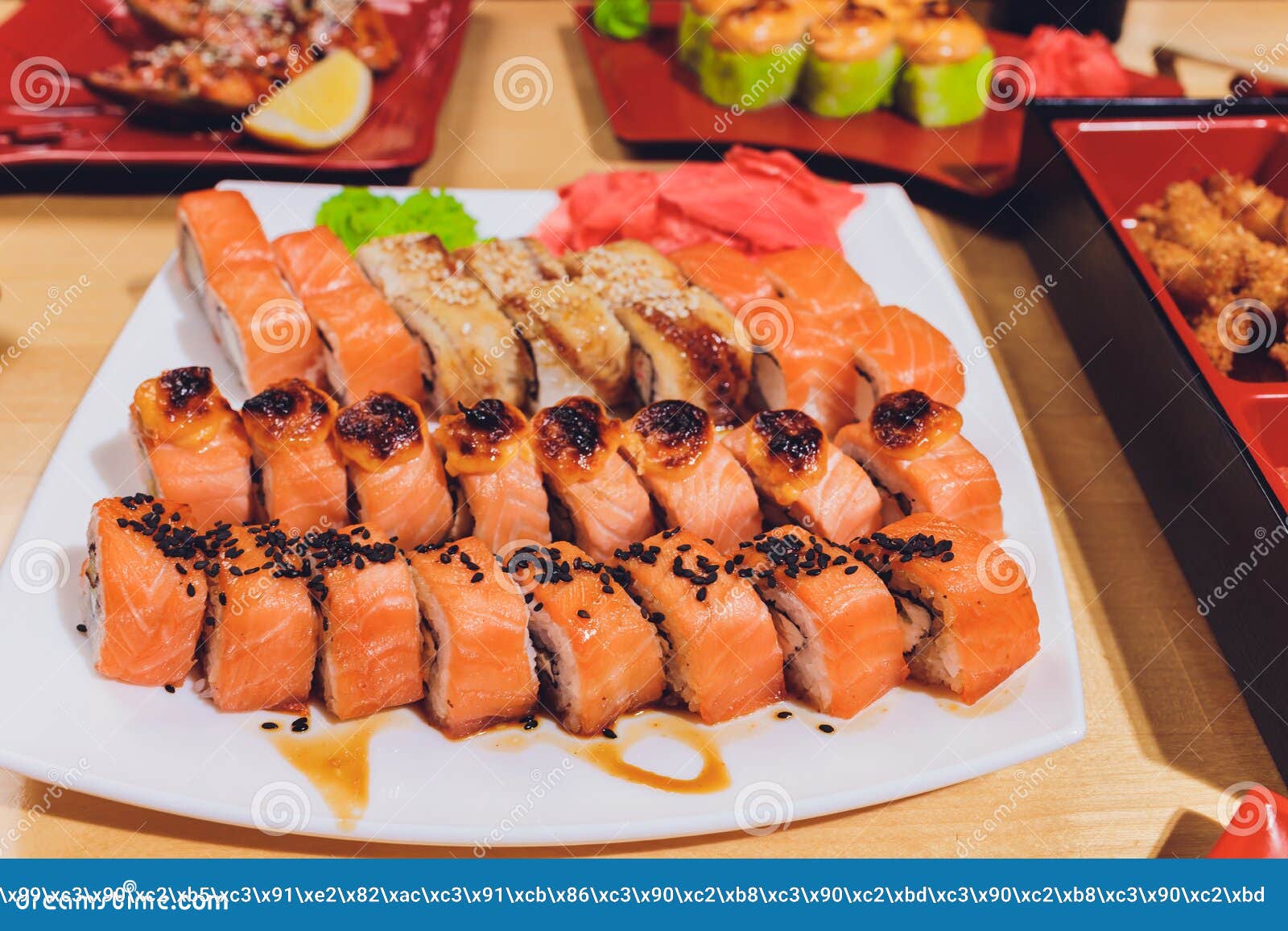 Japanese Food Mix on a Restaurant Table. Stock Image - Image of healthy ...
