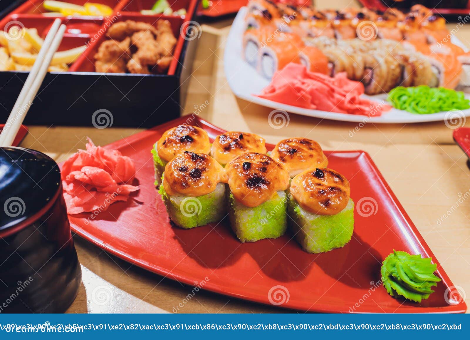 Japanese Food Mix on a Restaurant Table. Stock Image - Image of frame ...