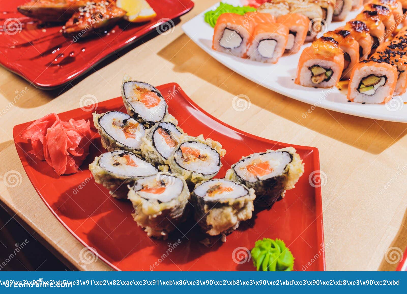 Japanese Food Mix on a Restaurant Table. Stock Photo - Image of copy ...