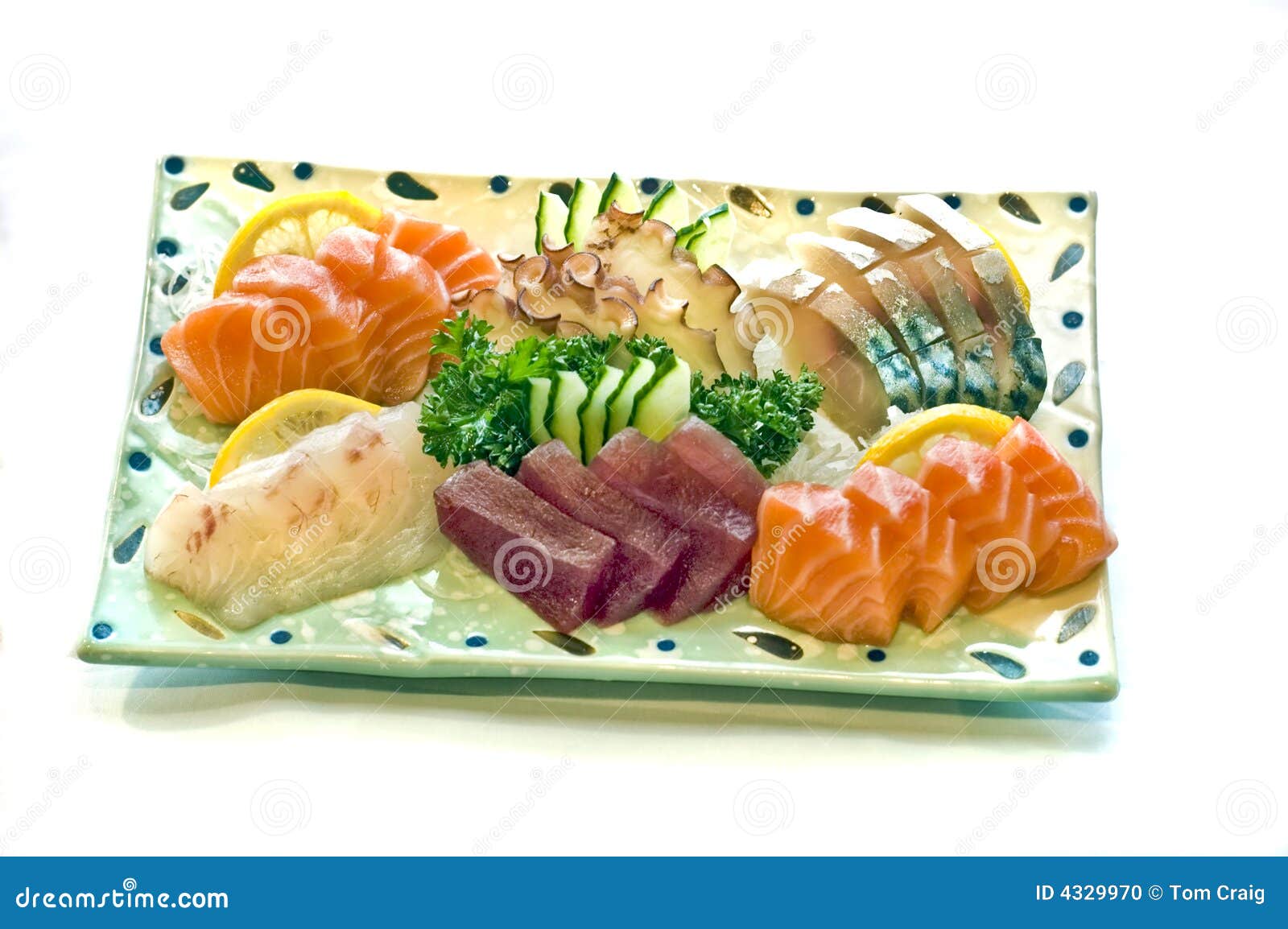 Japanese Food, Plate of Assorted Sashimi, Stock Photo - Image of ...