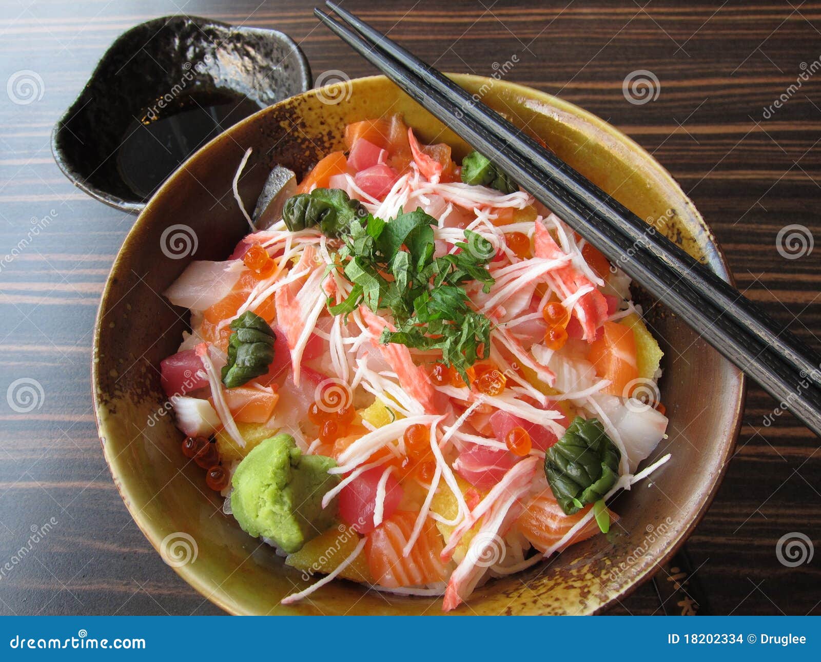 Japanese Food: Sashimi with Rice Stock Photo - Image of food ...