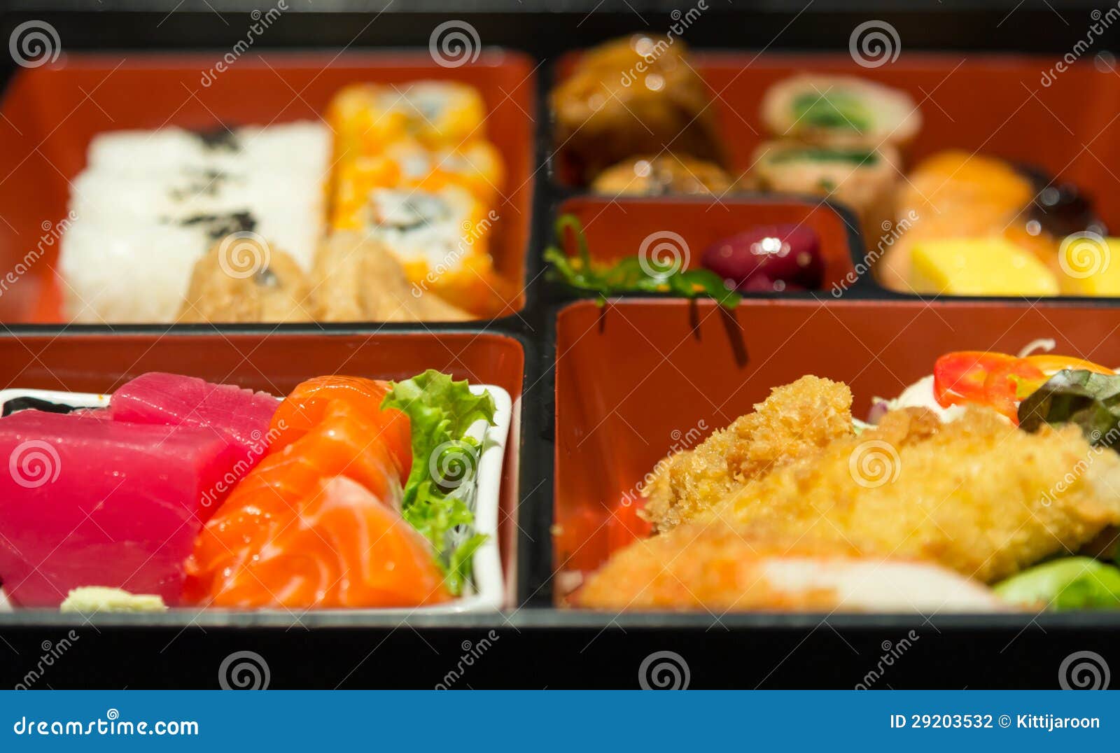 Japanese food set in box stock photo. Image of tuna, meal - 29203532