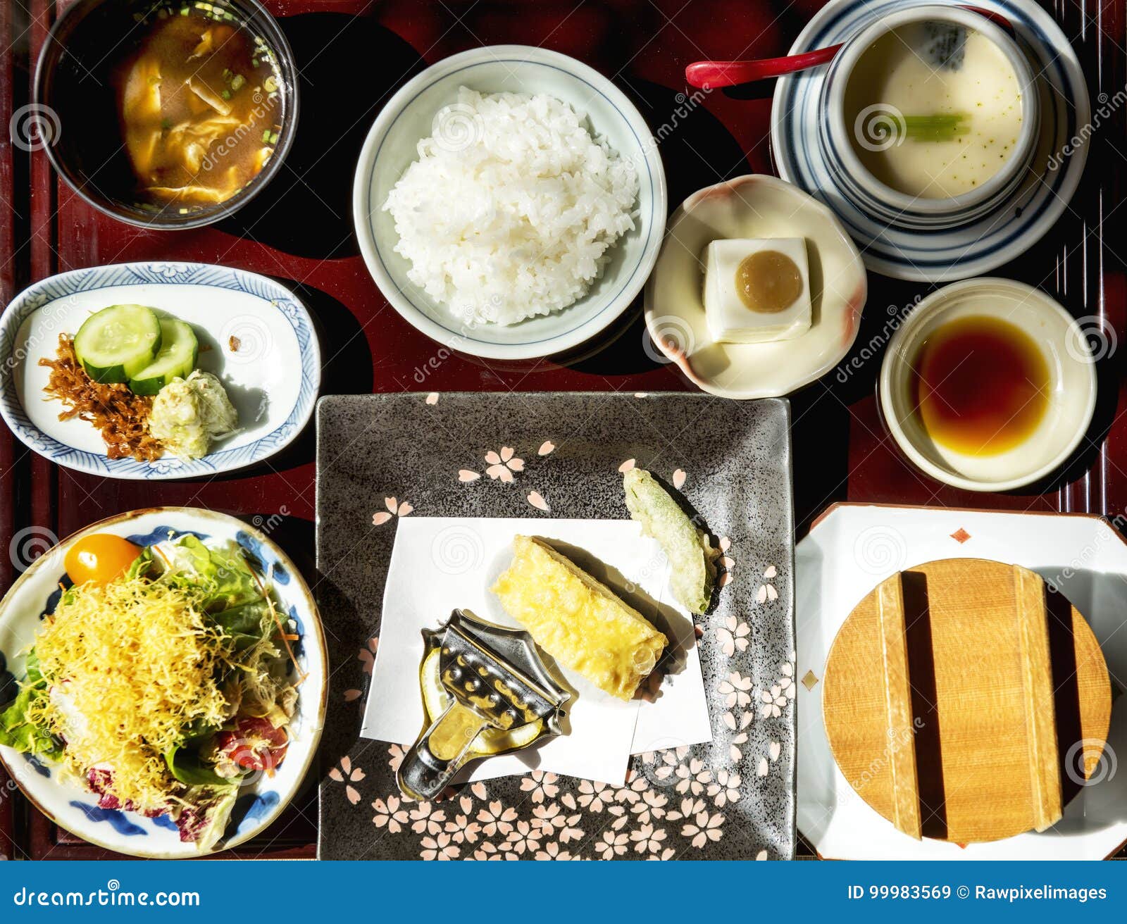 Japanese Food Set on the Table Stock Image - Image of oriental, food ...