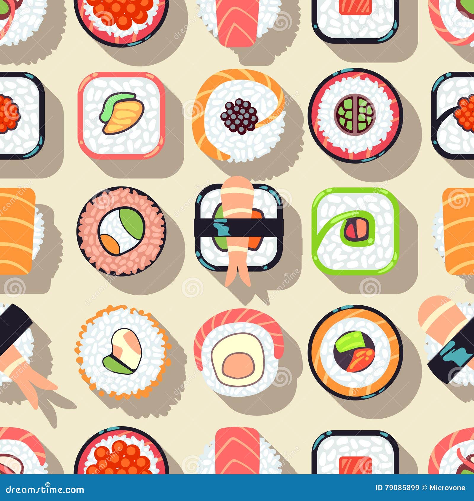 Sushi Vector Outline Symbols. Vector Line Illustration | CartoonDealer ...