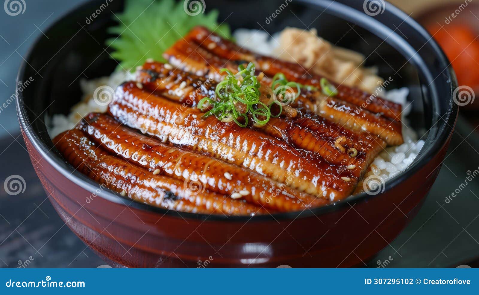 Japanese Food Unagi Rice Bowl Stock Illustration - Illustration of ...