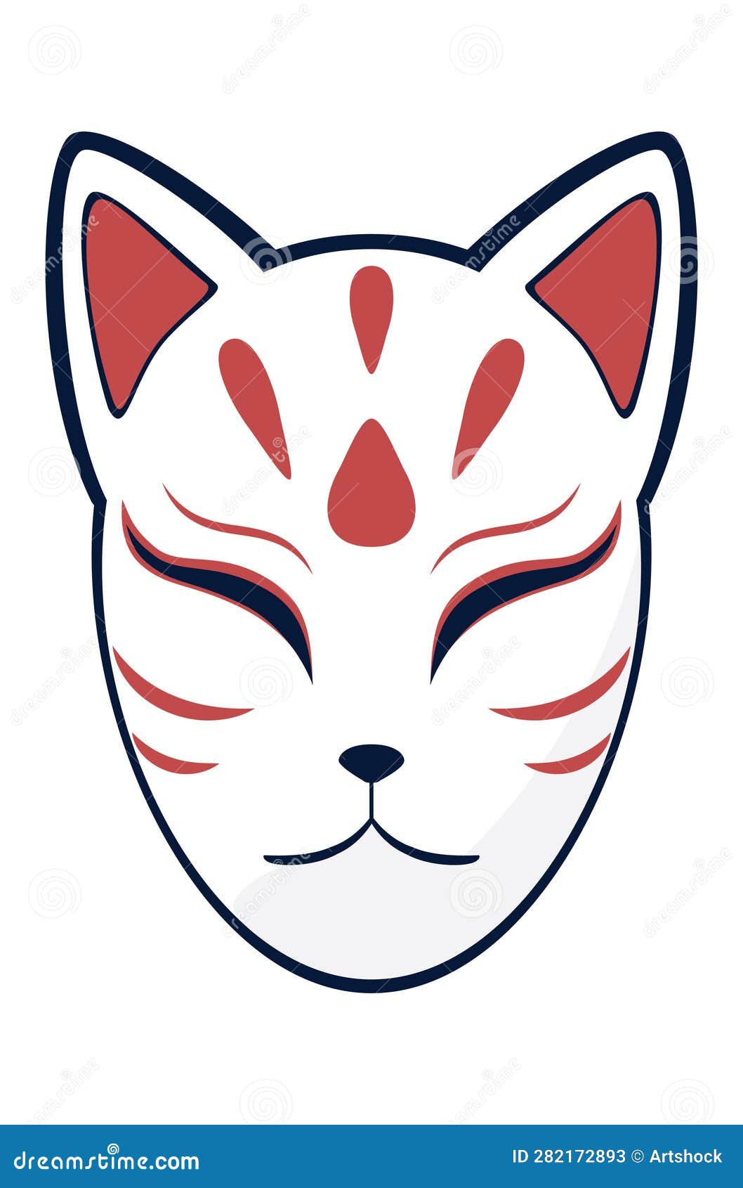 Japanese fox mask stock vector. Illustration of kitsune - 282172893
