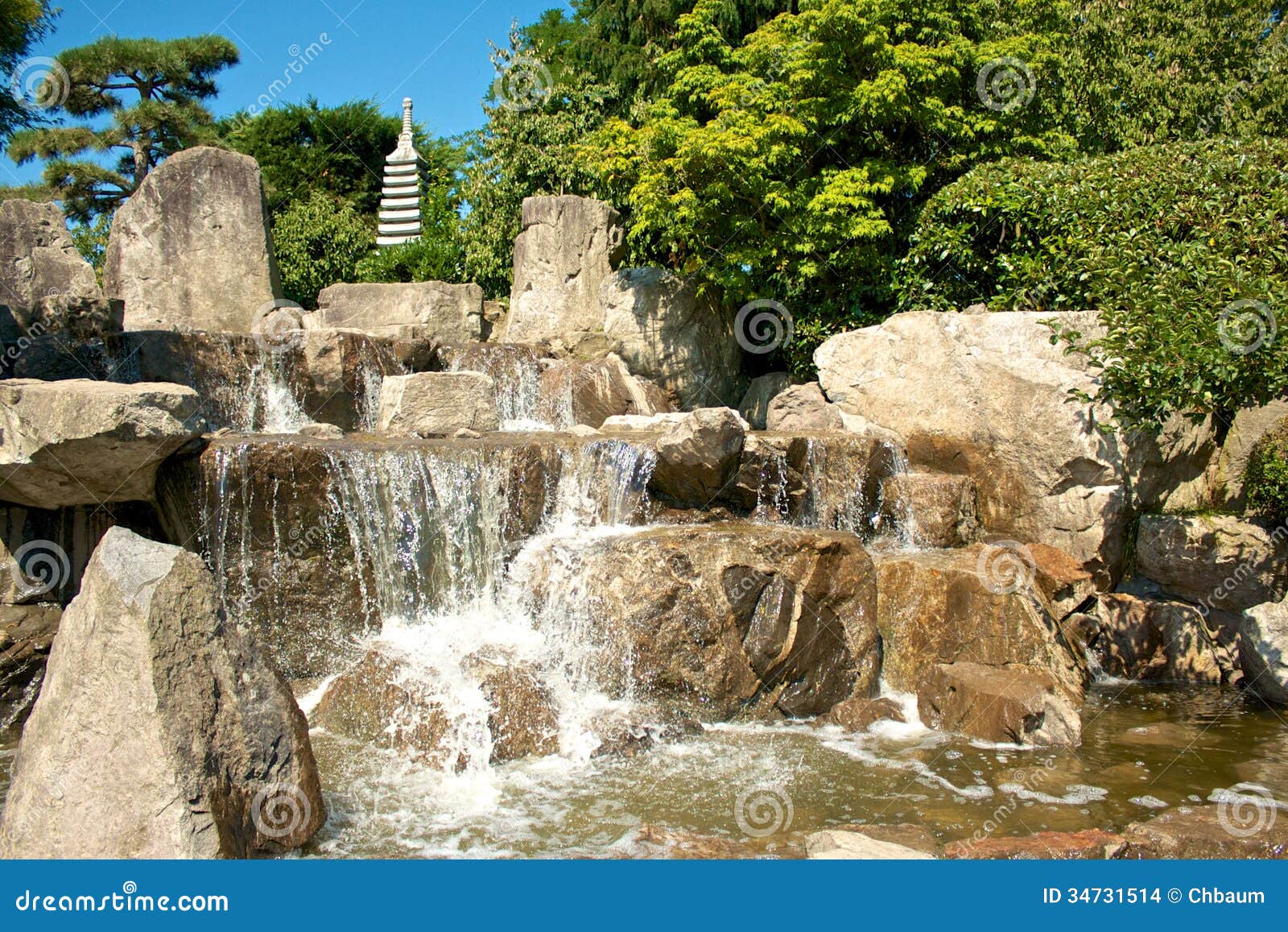Japanese Garden Cascades stock photo. Image of fresh - 34731514