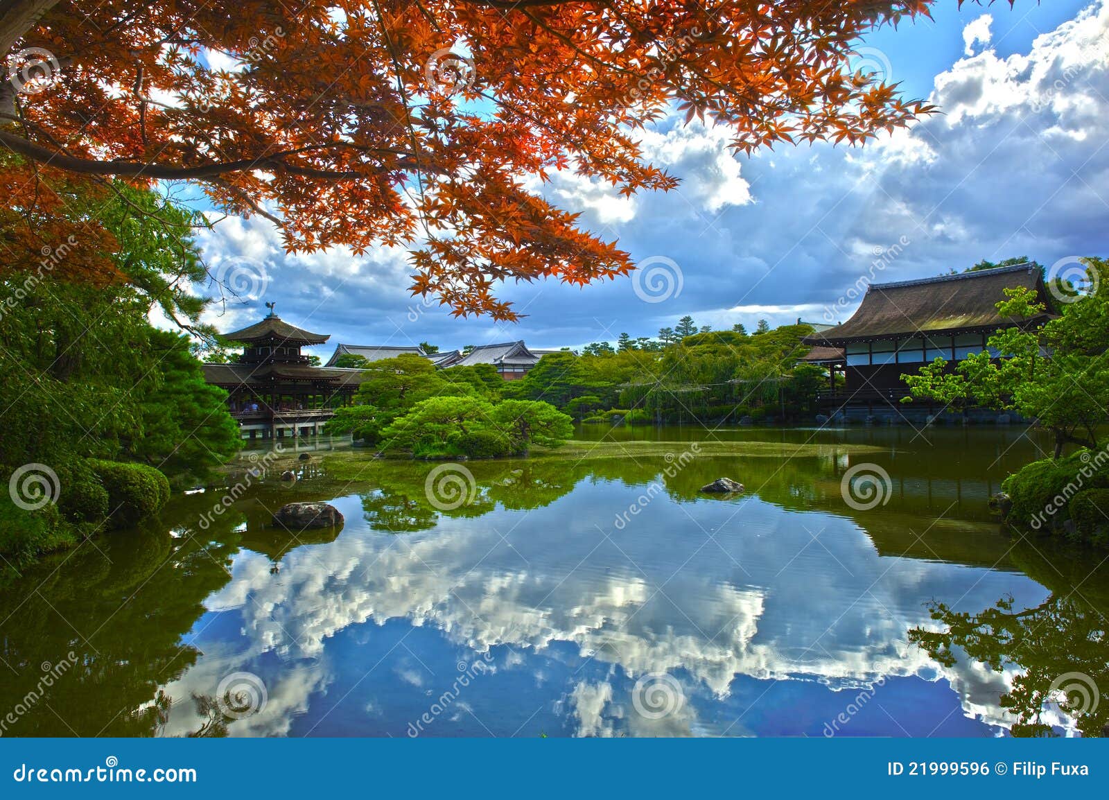 Japanese garden reflection stock photo. Image of jingu - 21999596