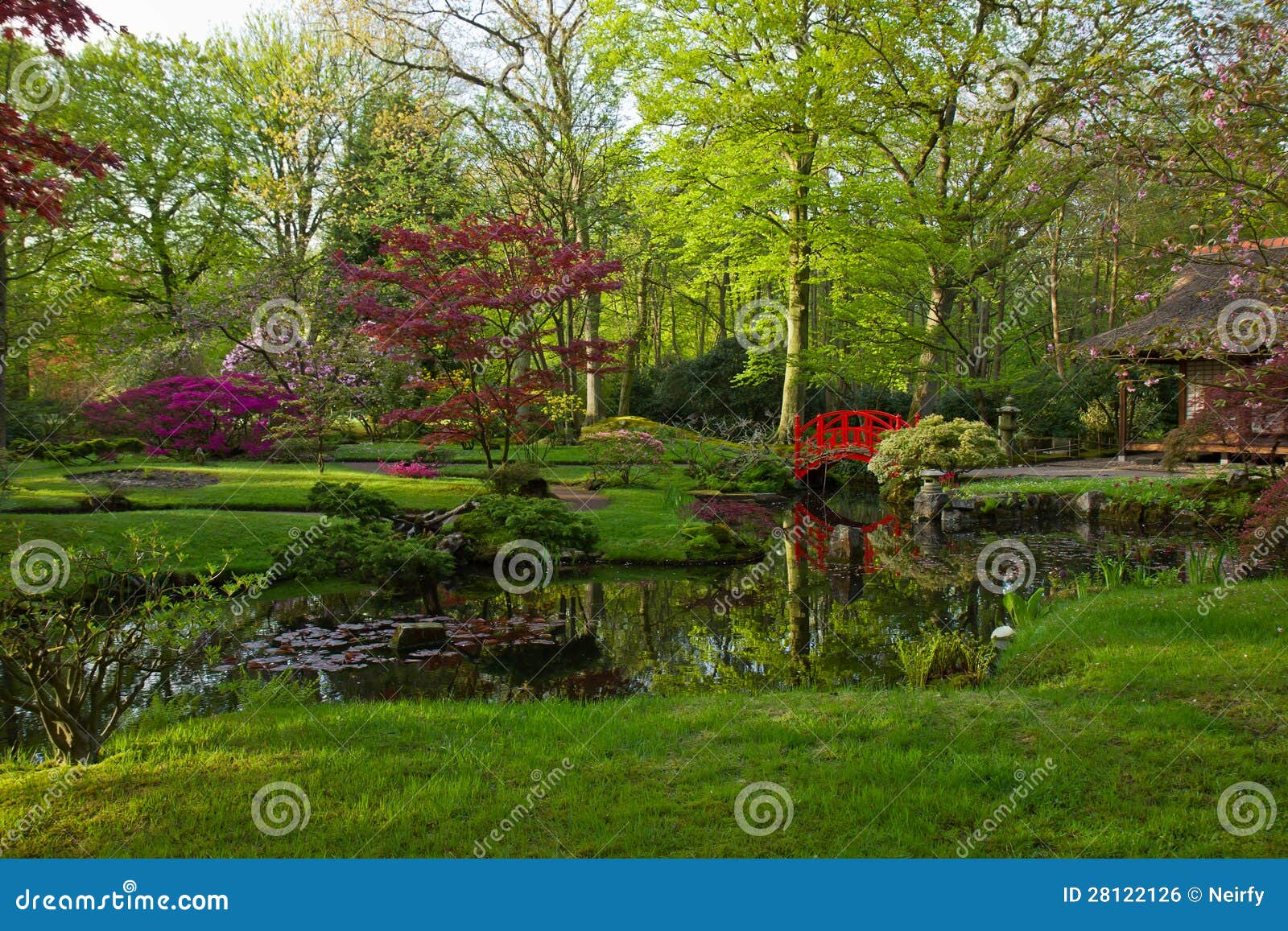 Japanese garden in spring stock photo. Image of flora - 28122126