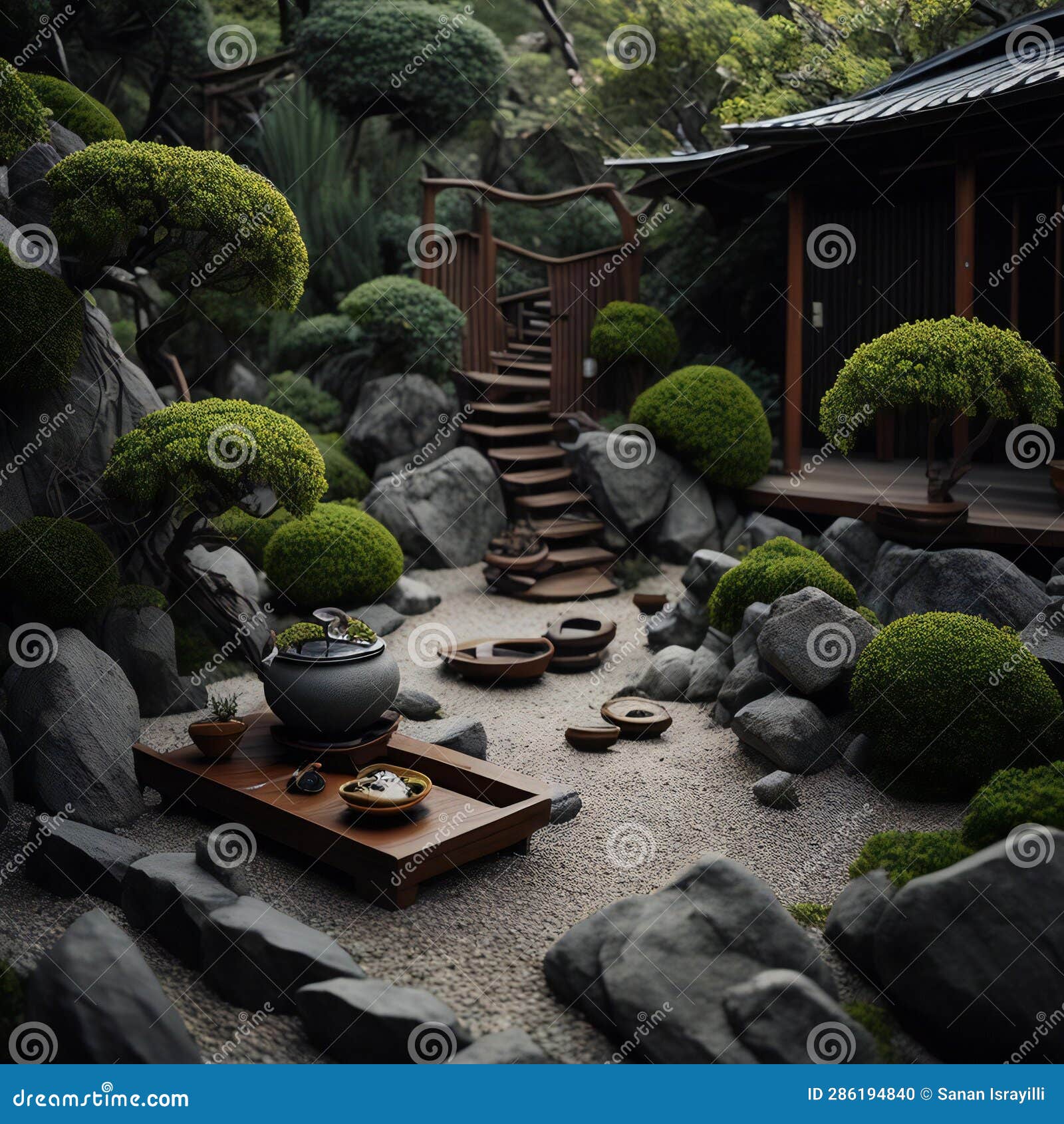 Japanese Garden with Japanese Tea Ceremony. Generative Ai Stock Photo ...