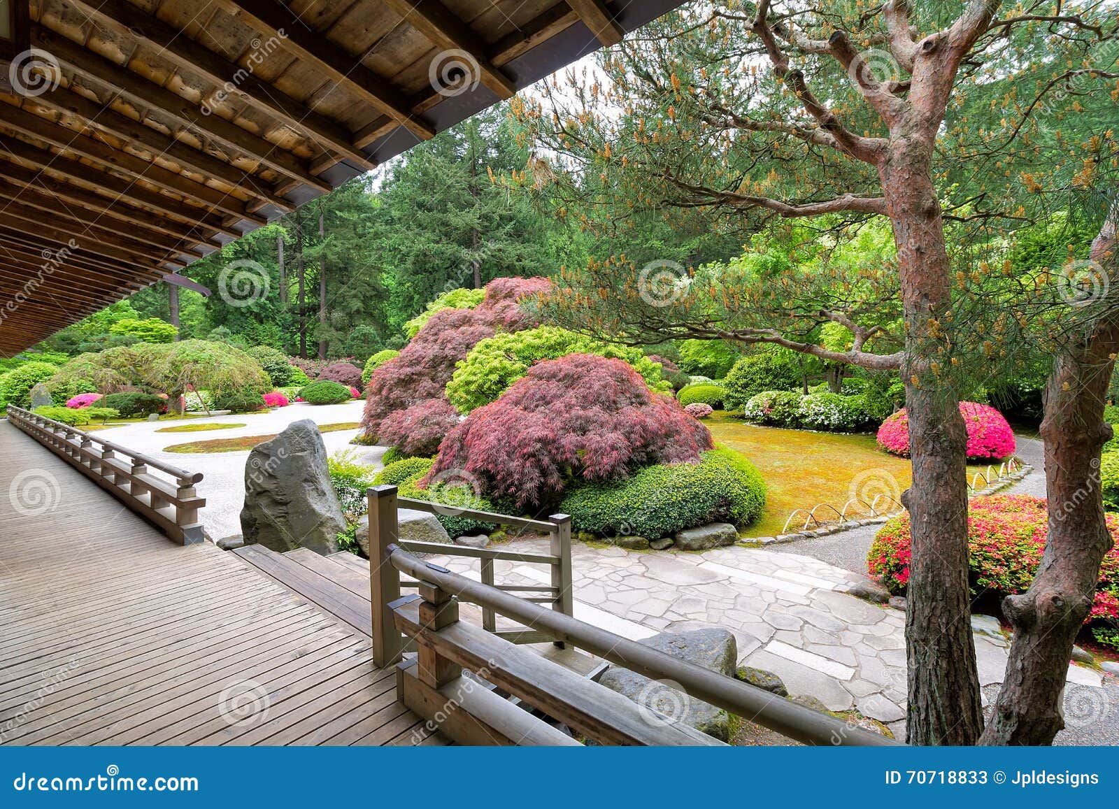 Japanese Garden from the Veranda Stock Image - Image of attraction ...