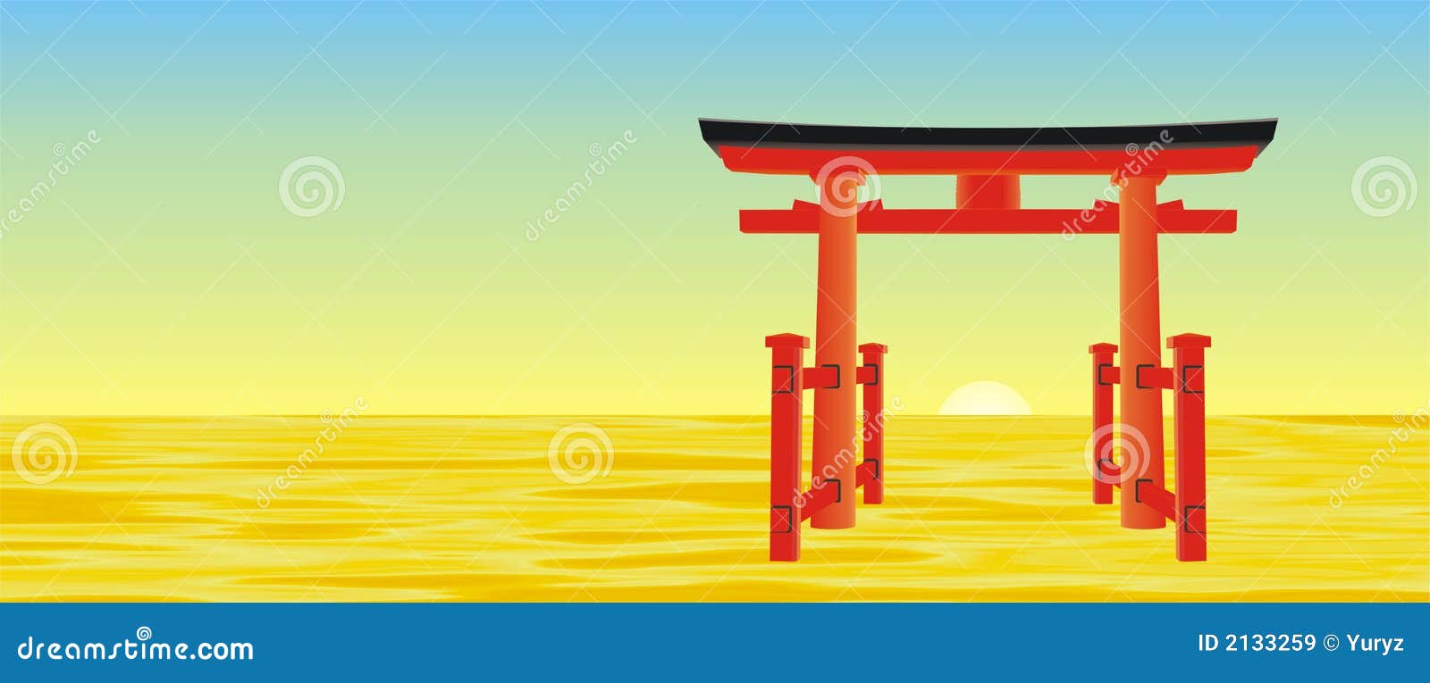 Japanese Gate Torii Cartoon Vector | CartoonDealer.com #116548005