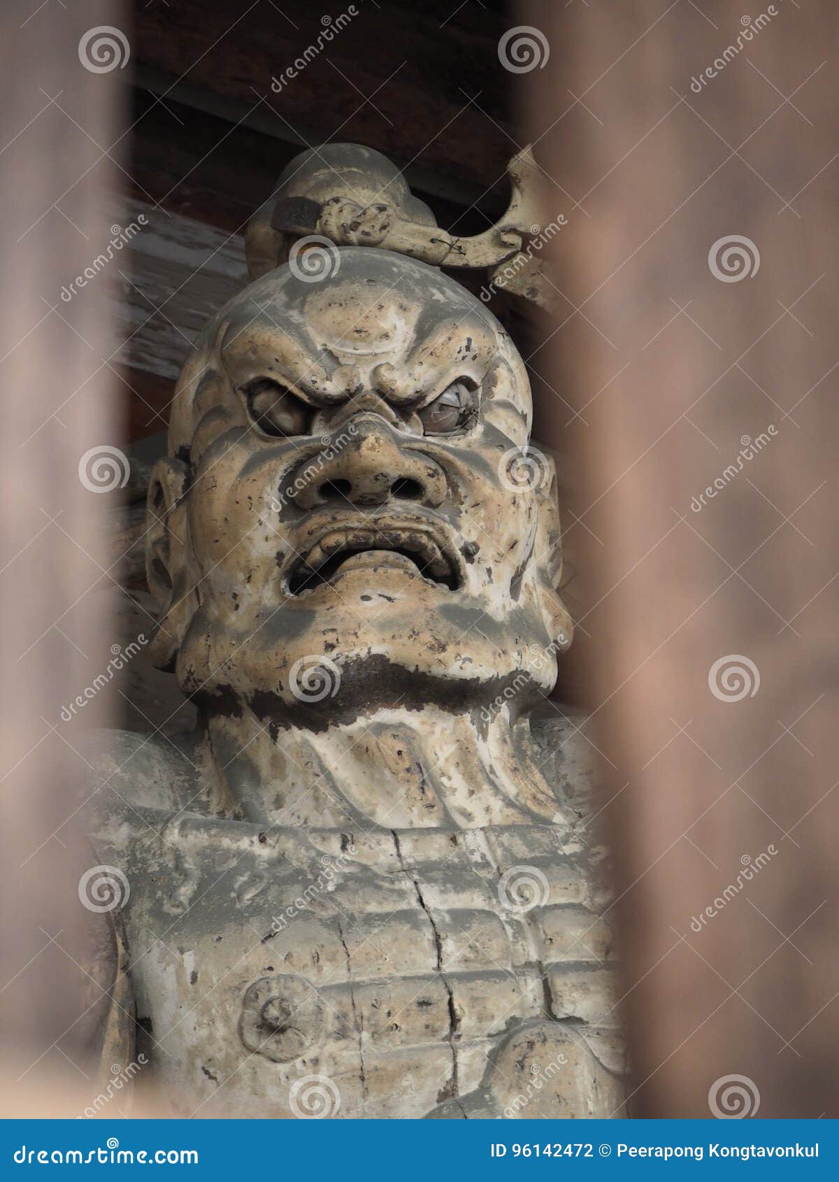 Japanese Gatekeeper Statue with Anger Face Stock Photo - Image of ...