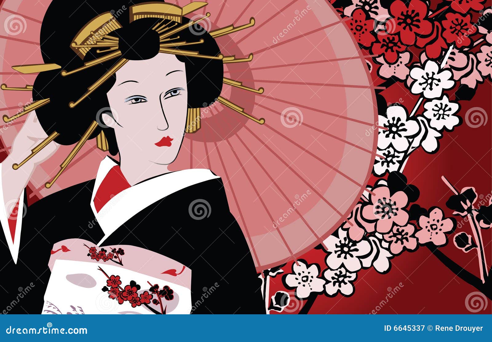 Japanese geisha stock vector. Illustration of colors, girl - 6645337