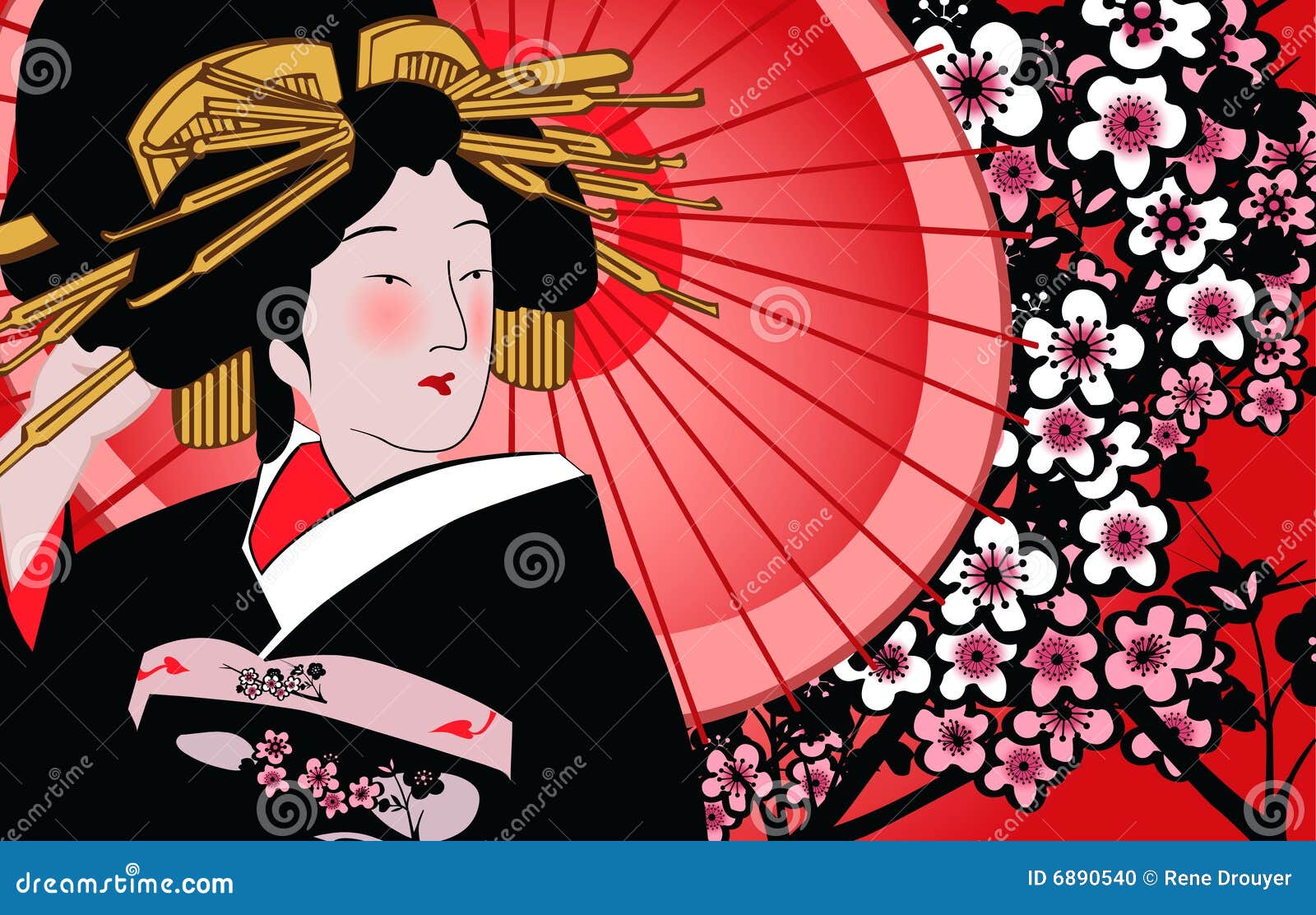 Japanese geisha stock vector. Illustration of beauty, female - 6890540