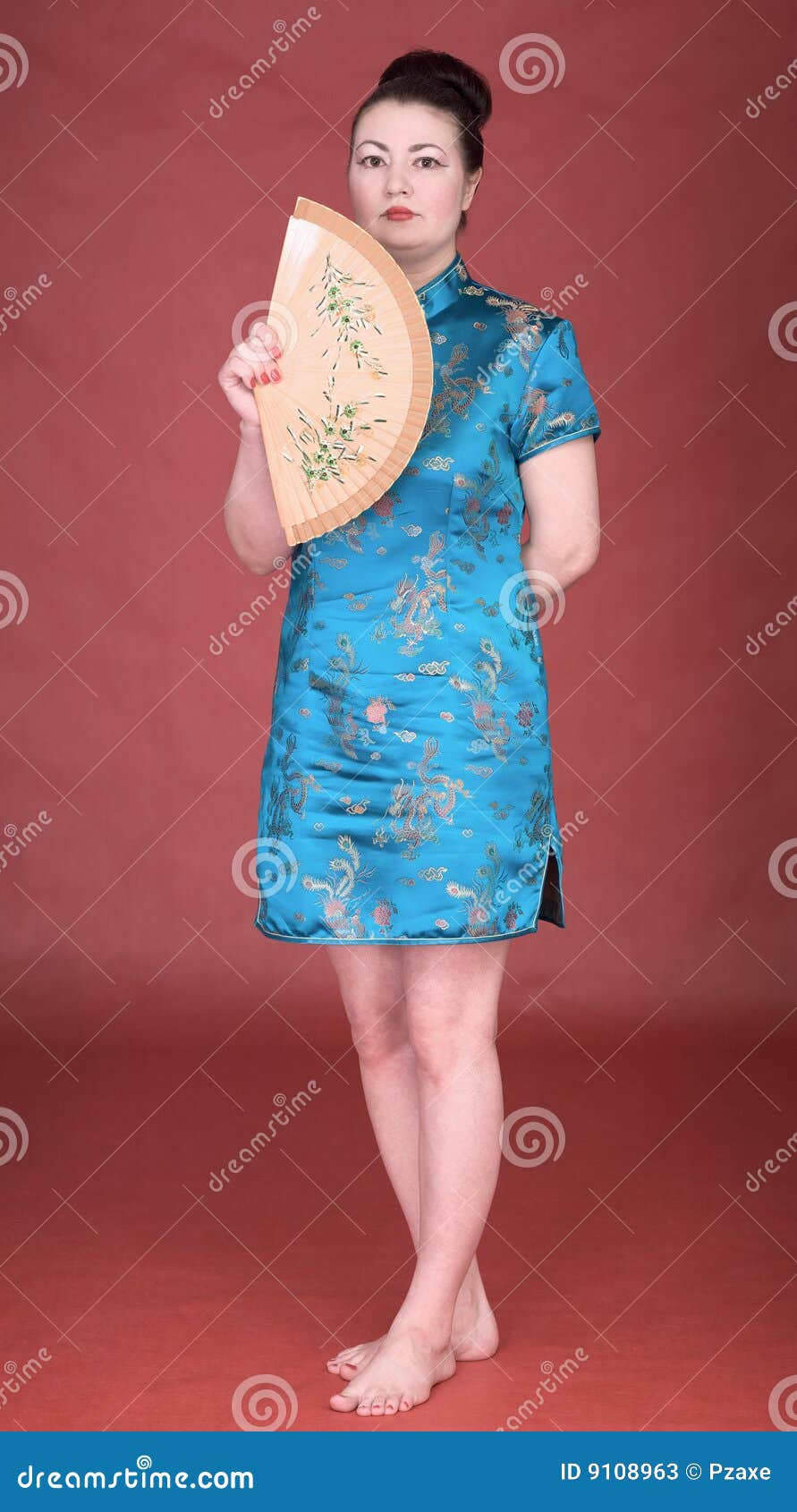 Japanese girl with fan stock image. Image of people, beautifully - 9108963