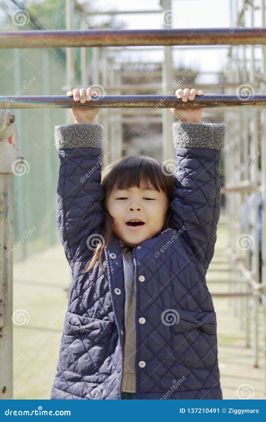 Japanese Girl Playing with a Monkey Bars Stock Image - Image of park ...