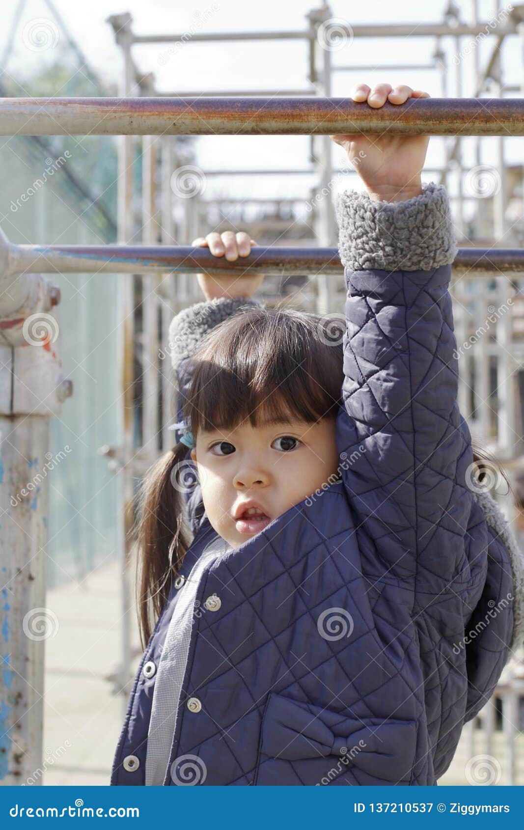 Japanese Girl Playing with a Monkey Bars Stock Image - Image of cute ...