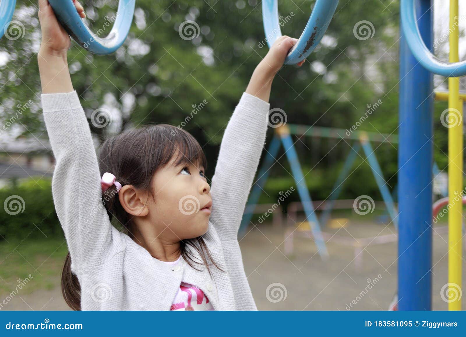 Japanese Girl Playing with a Monkey Bars Stock Image - Image of play ...